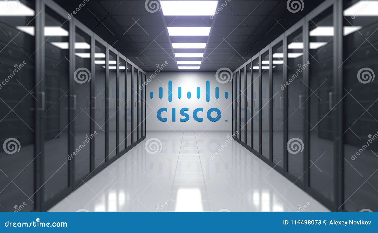 Cisco Systems Logo on the Wall of the Server Room. Editorial 3D ...
