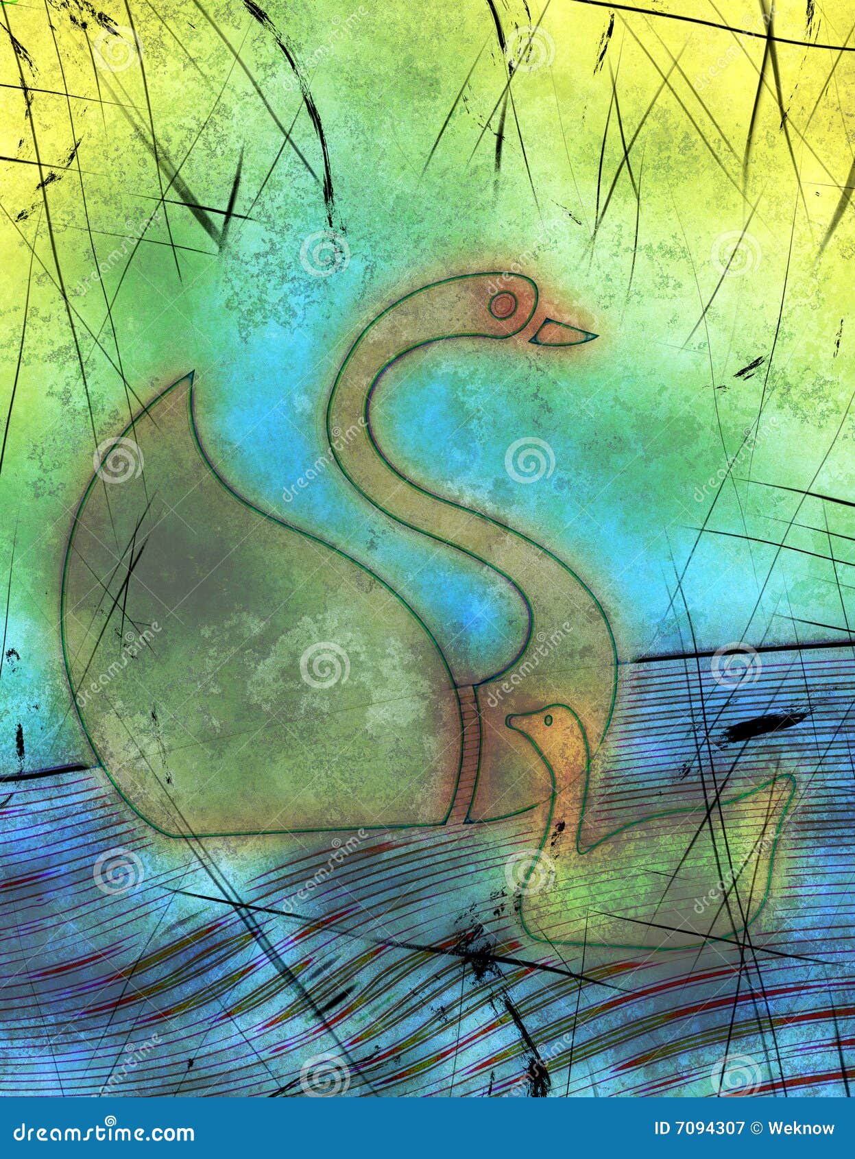 Cisne y pato stock de ilustración. Ilustración de arte - 7094307