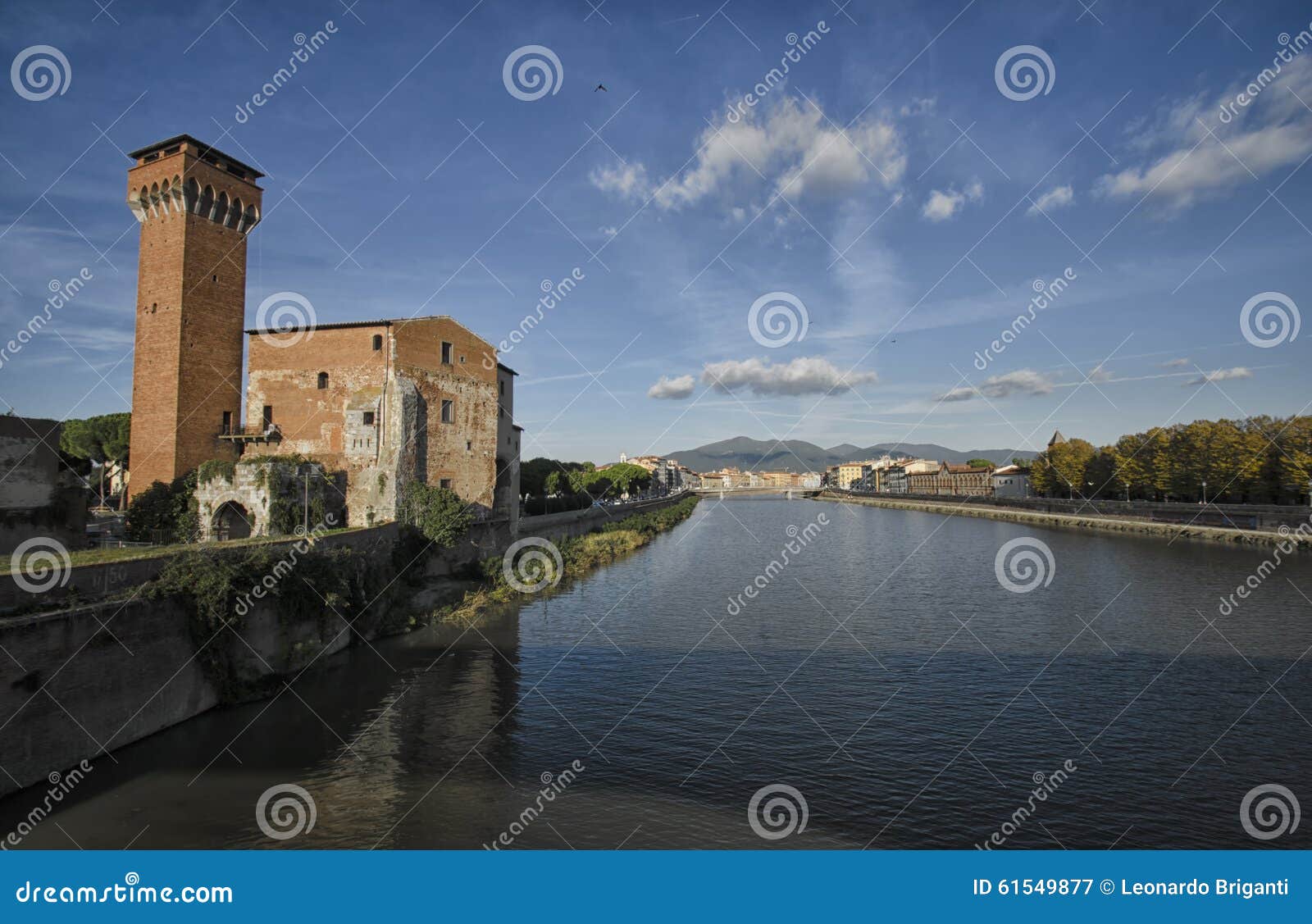 The Citadel of Pisa from a Bridge Stock Image - Image of tower, italian ...