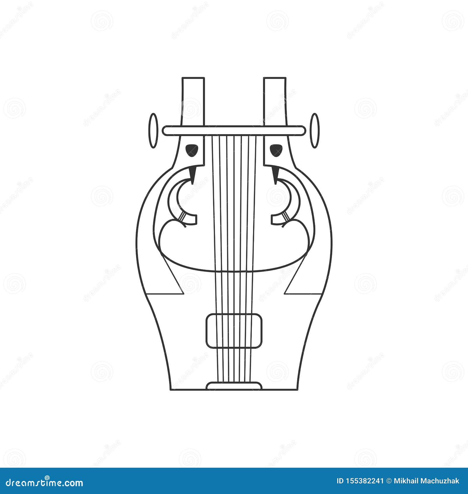 Cithara Flat Black and White Icon. Isolated Vector String Ill. Stock ...