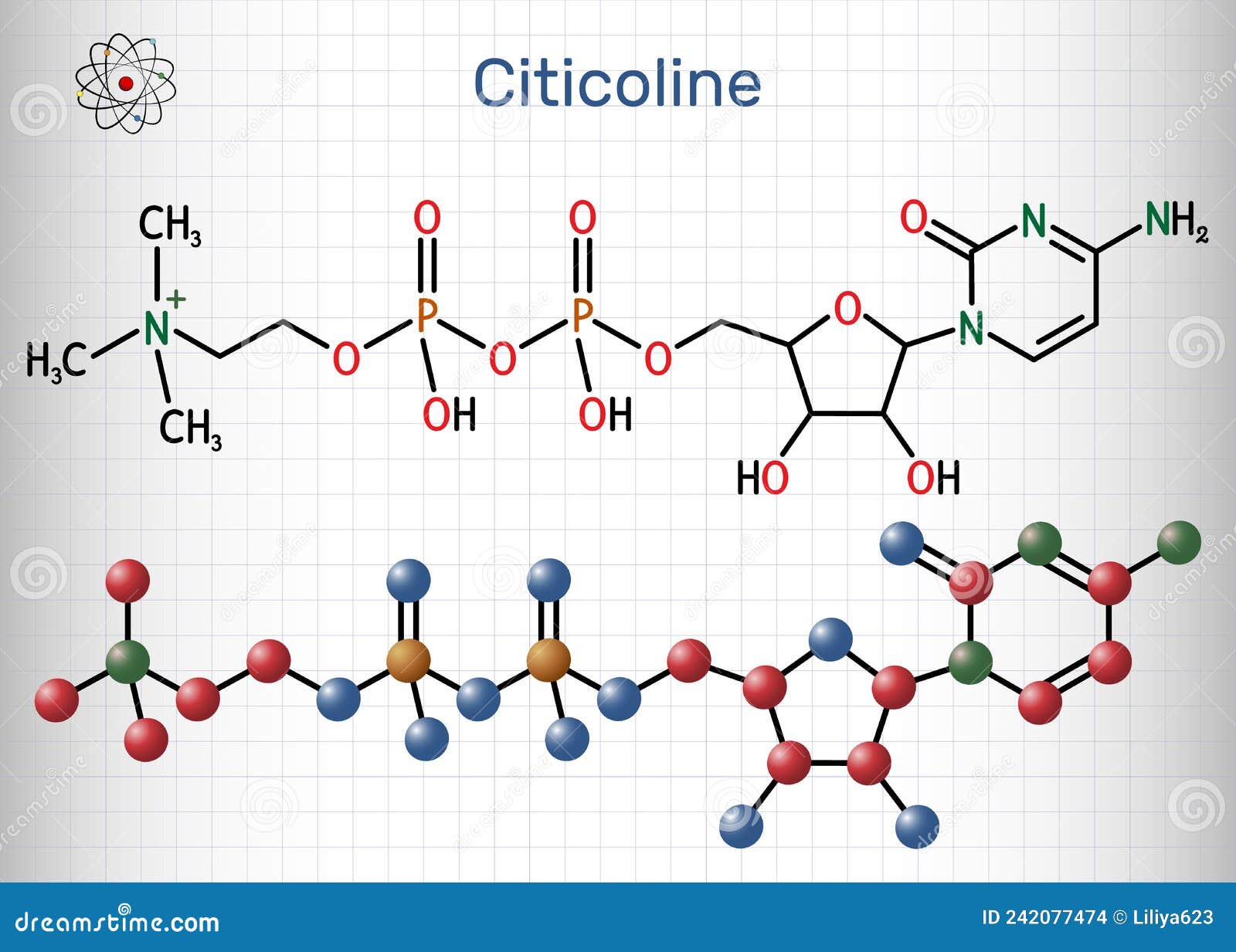 Citicoline Molecule 3d, Molecular Structure, Ball And Stick Model ...