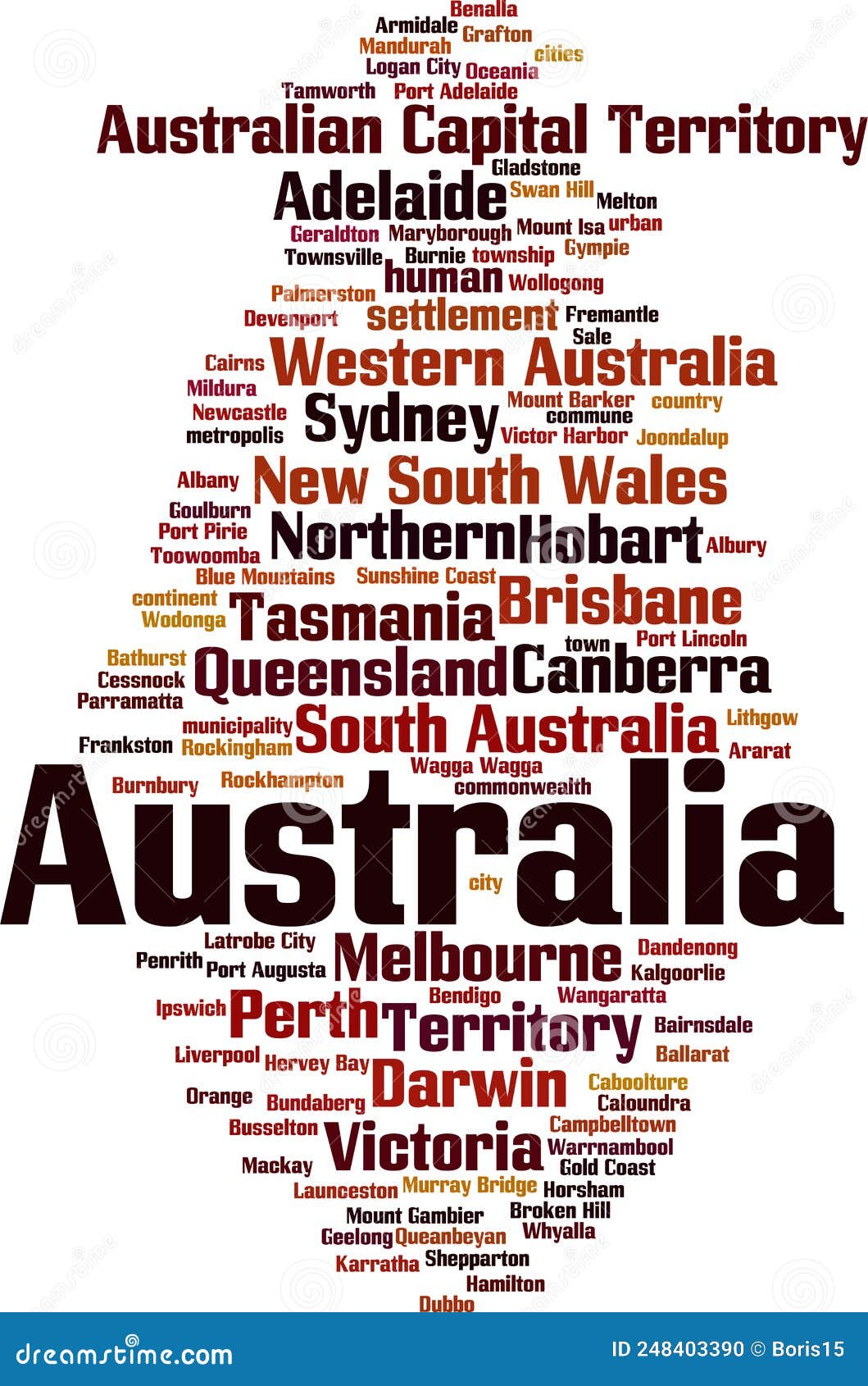 Australia, Word On Wooden Blocks. Isolated On A White Background Stock ...