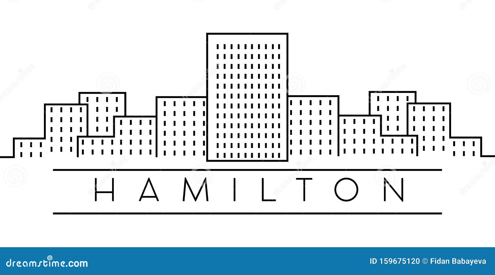 Canada Hamilton Line Skyline Illustration. Linear Vector Cityscape With ...
