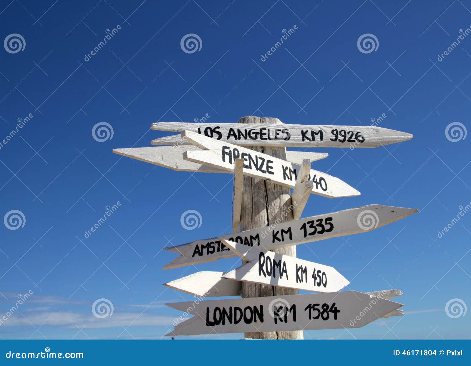 Cities Distance Arrow Signs Stock Photo - Image of pole, international ...