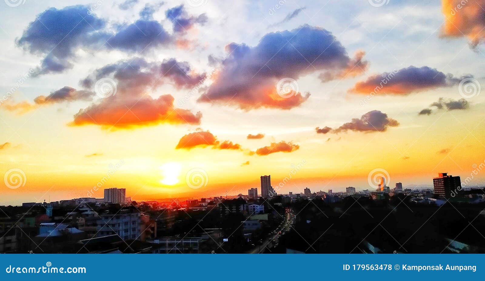 Cities that Have Buildings during the Setting Sun Stock Photo - Image ...