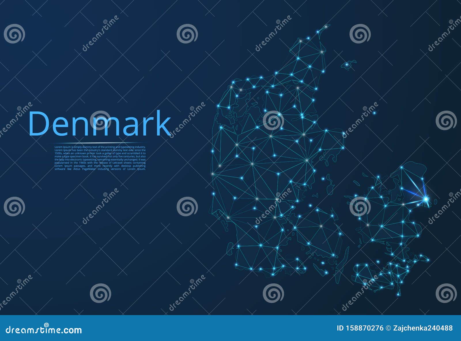Map of Denmark Connection. Vector Low-poly Image of a Global Map with ...
