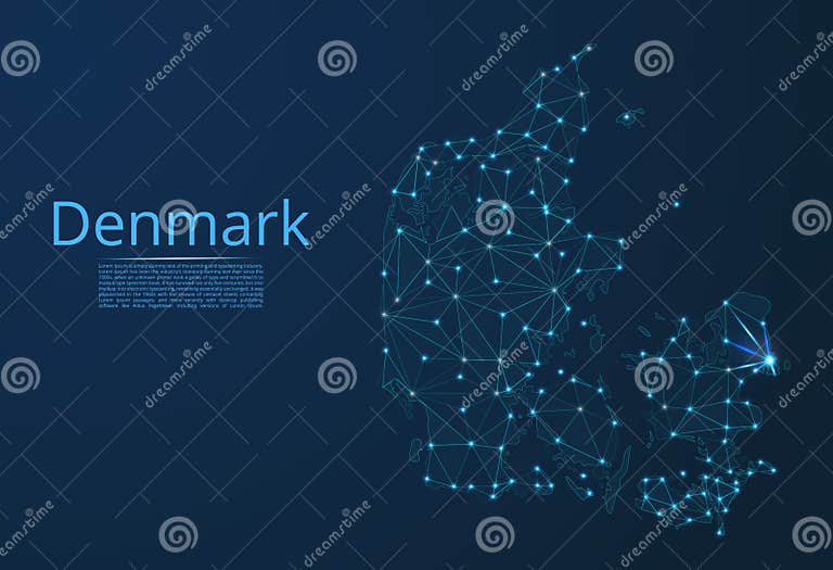 Map of Denmark Connection. Vector Low-poly Image of a Global Map with ...