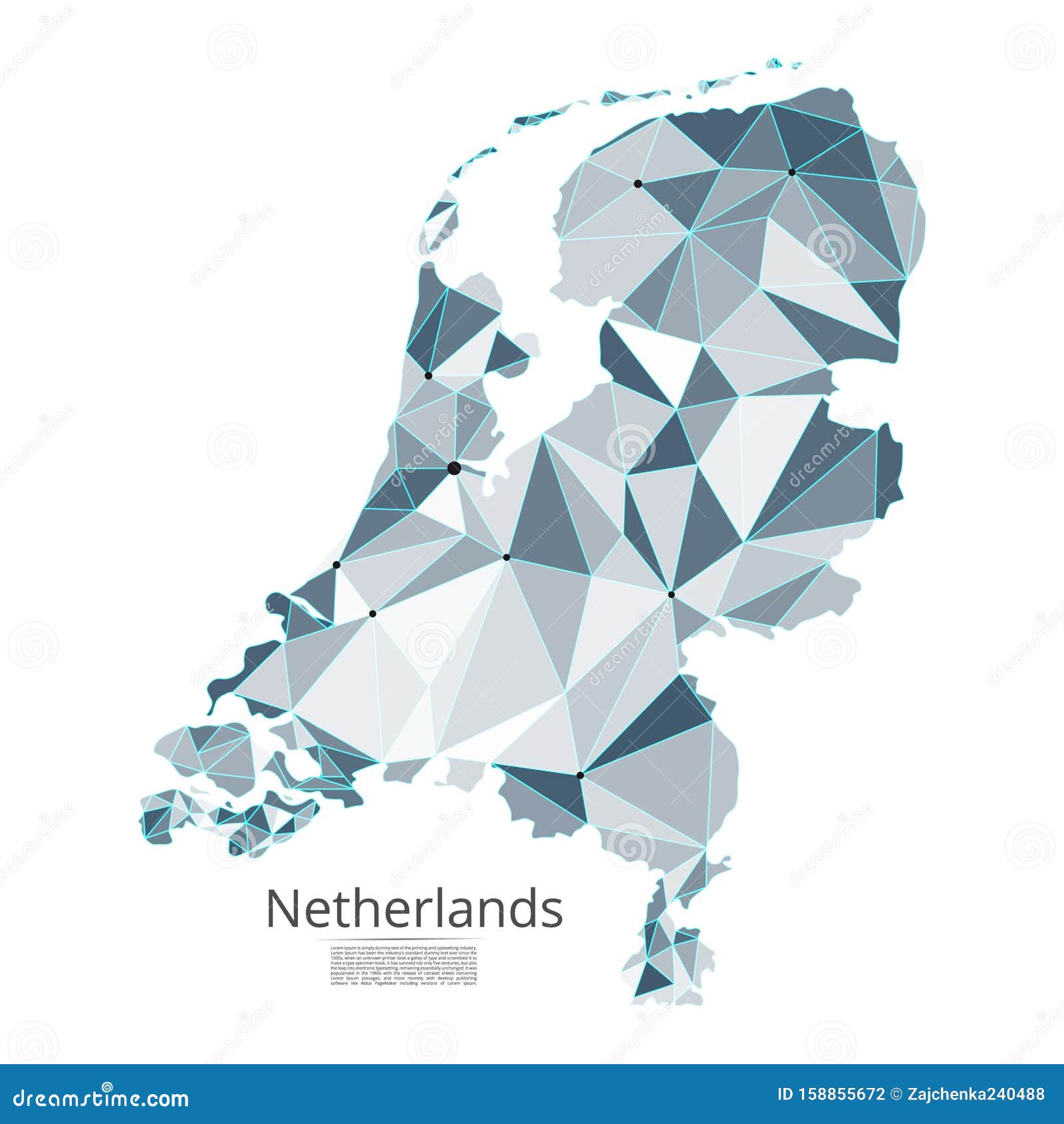 Netherlands Communication Network Map. Vector Low Poly Image of a ...