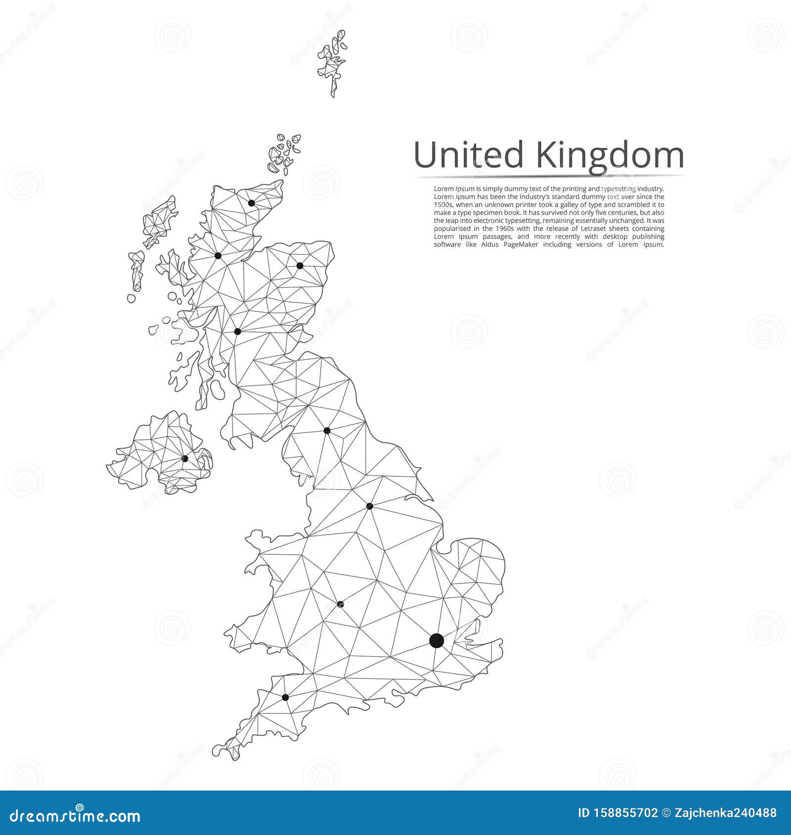 United Kingdom Communication Network Map. Vector Low Poly Image of a ...