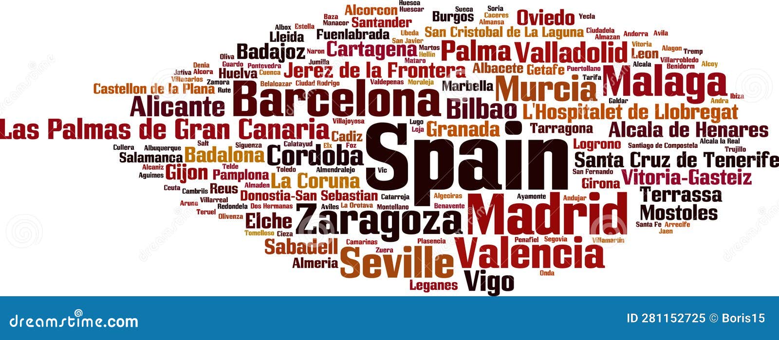 Cities in Spain word cloud stock illustration. Illustration of vector ...