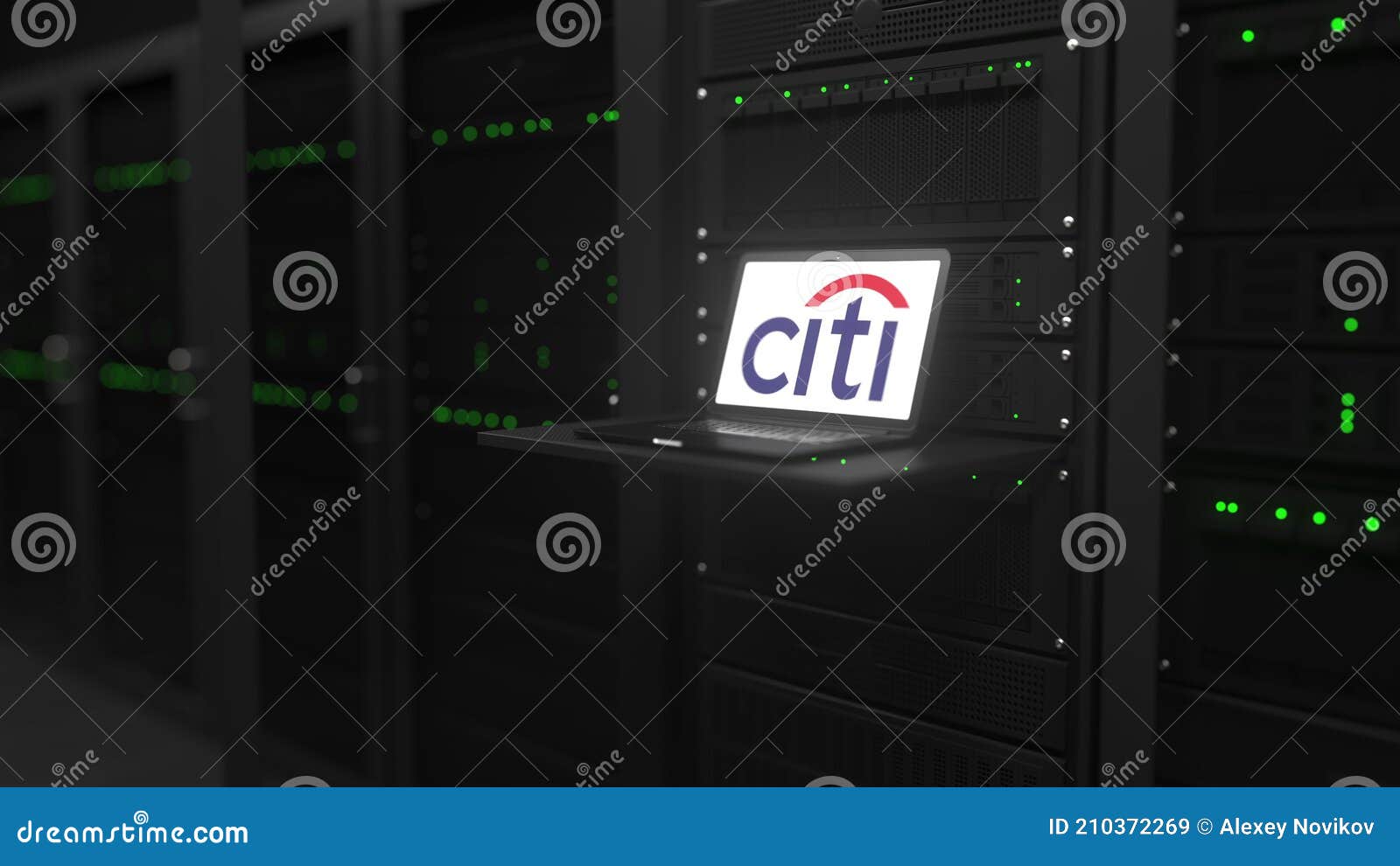 CITIGROUP Logo on the Screen in a Modern Server Room. Conceptual ...