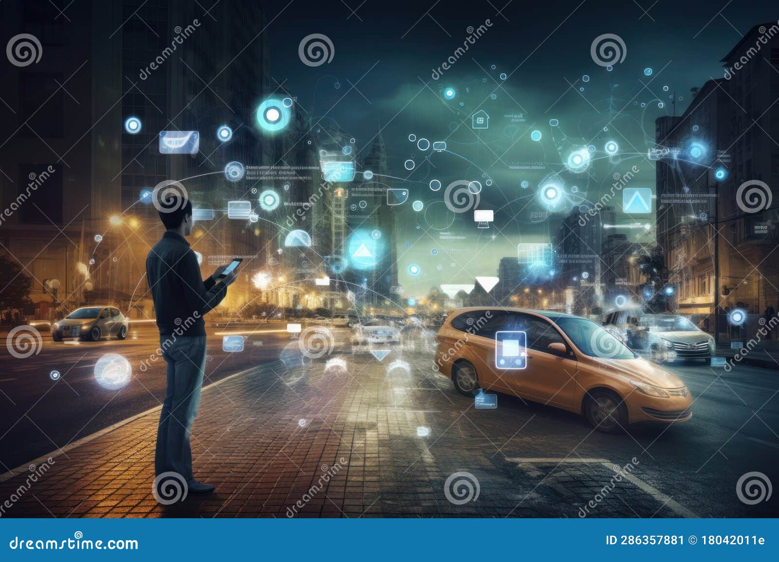 Citizens Interacting with Smart City Infrastructure, Such As Using ...