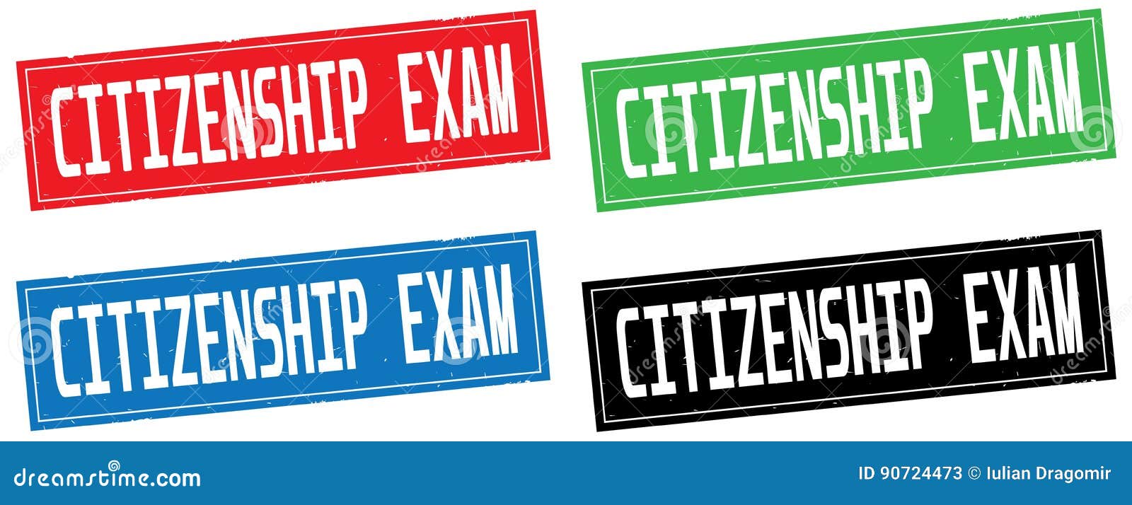 CITIZENSHIP EXAM Text, on Rectangle Stamp Sign. Stock Illustration ...