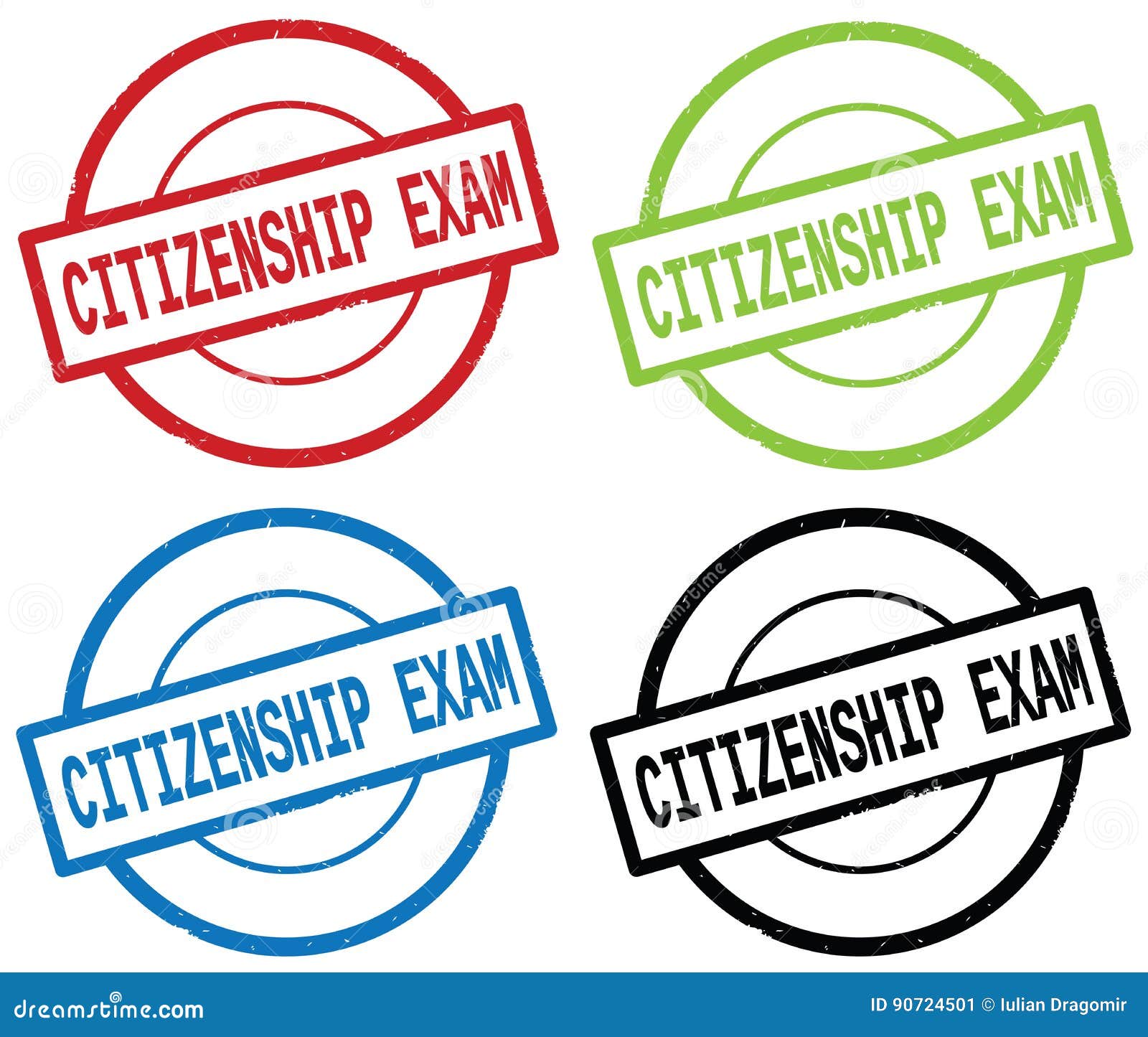 CITIZENSHIP EXAM Text, on Round Simple Stamp Sign. Stock Illustration ...
