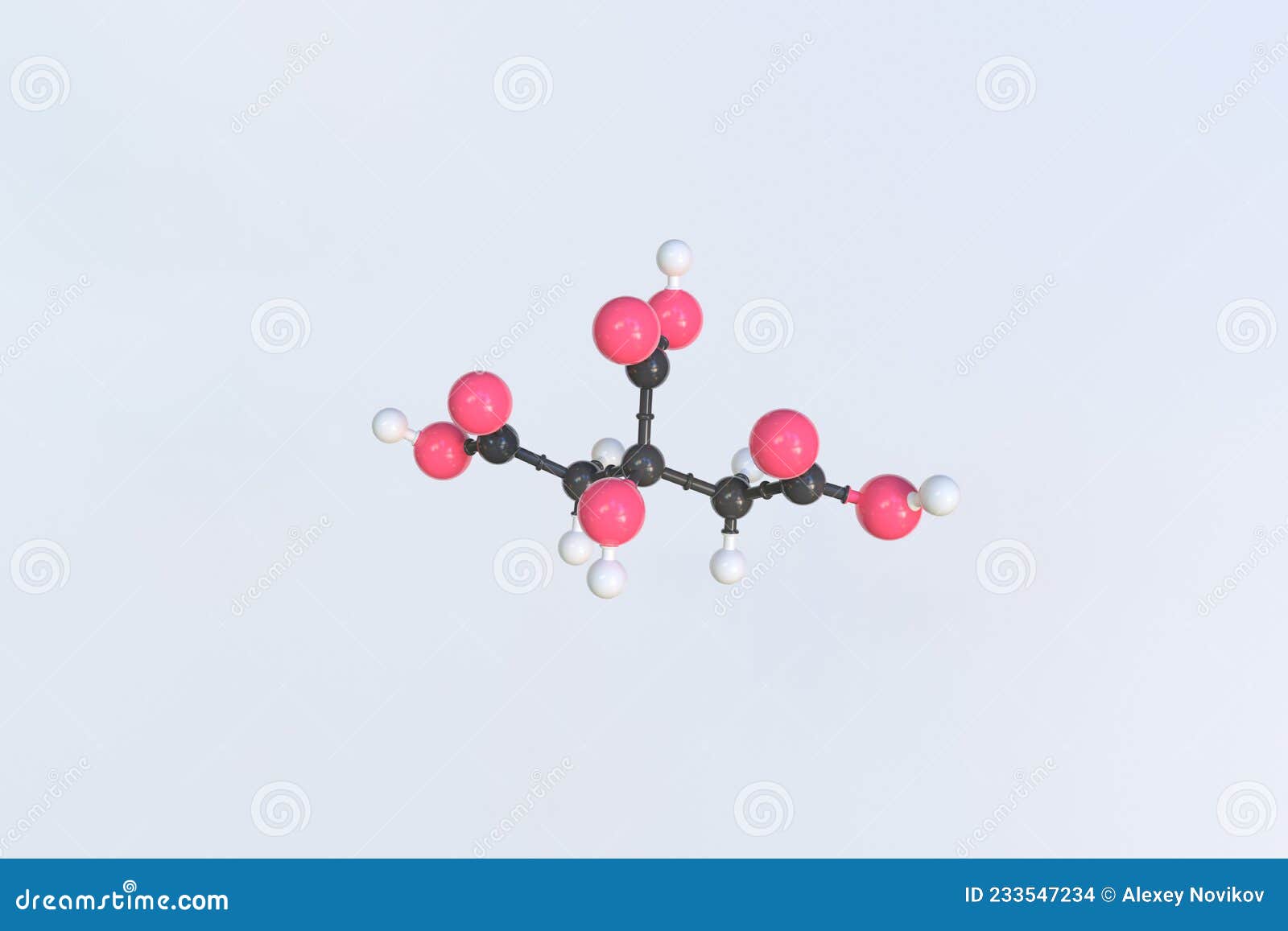 Citric Acid Molecule Made with Balls, Scientific Molecular Model. 3D ...