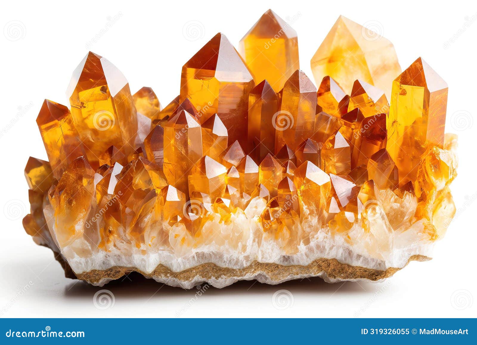 Citrine Geode Close Up. Stone Crystals Isolated on White Background ...