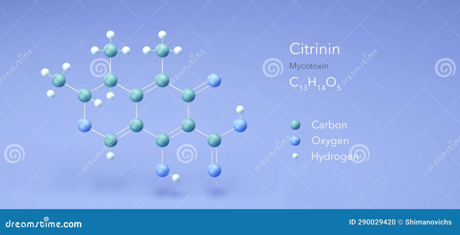 Citrinin Molecule, Molecular Structures, Mycotoxin, 3d Model ...