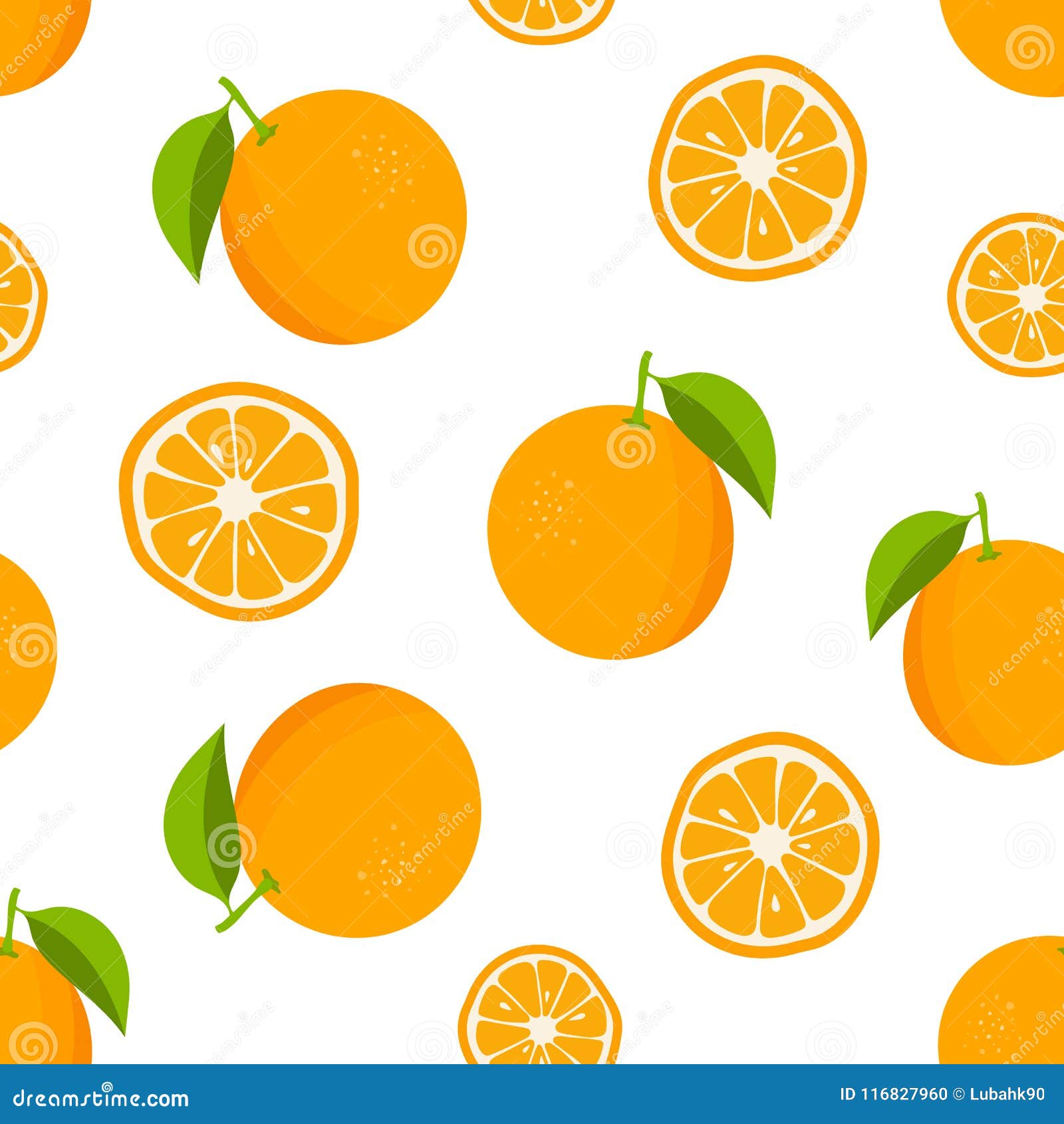 Citrus Background with Oranges. Seamless Pattern with Tropic Fruits on ...