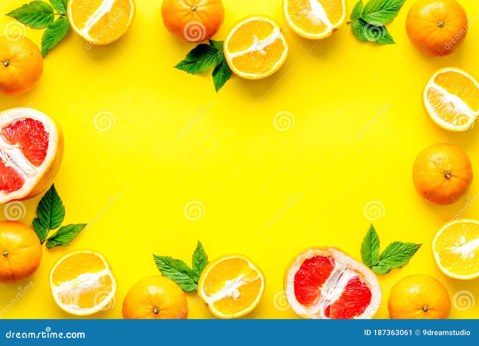 Citrus Frame of Oranges and Frapefruit Top View Stock Image - Image of ...