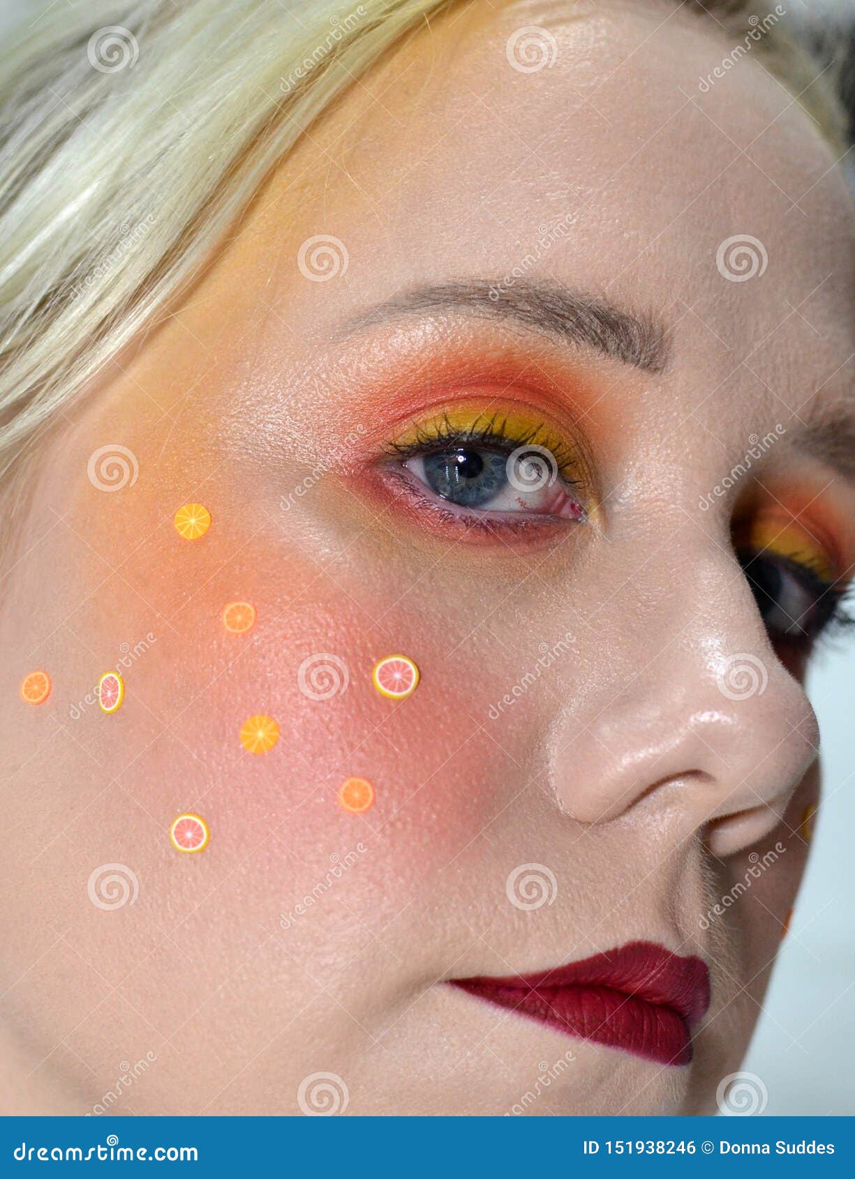Citrus Fruit Makeup Look stock photo. Image of eyeshadow - 151938246