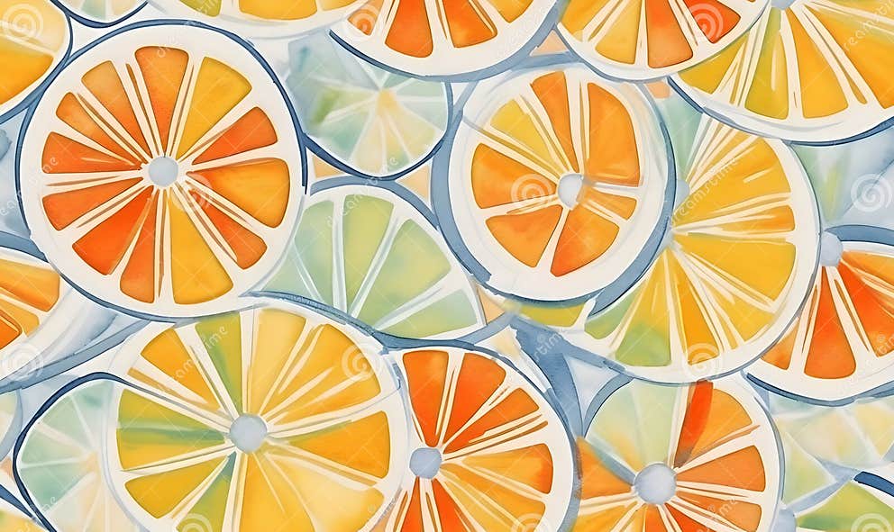 Citrus Fruit Pattern Background. Orange, Lemon, Grapefruit Stock Vector ...