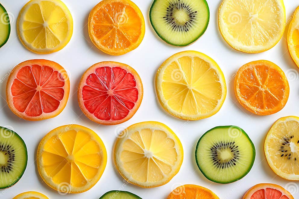 Citrus Fruit Slices Pattern Stock Illustration - Illustration of life ...