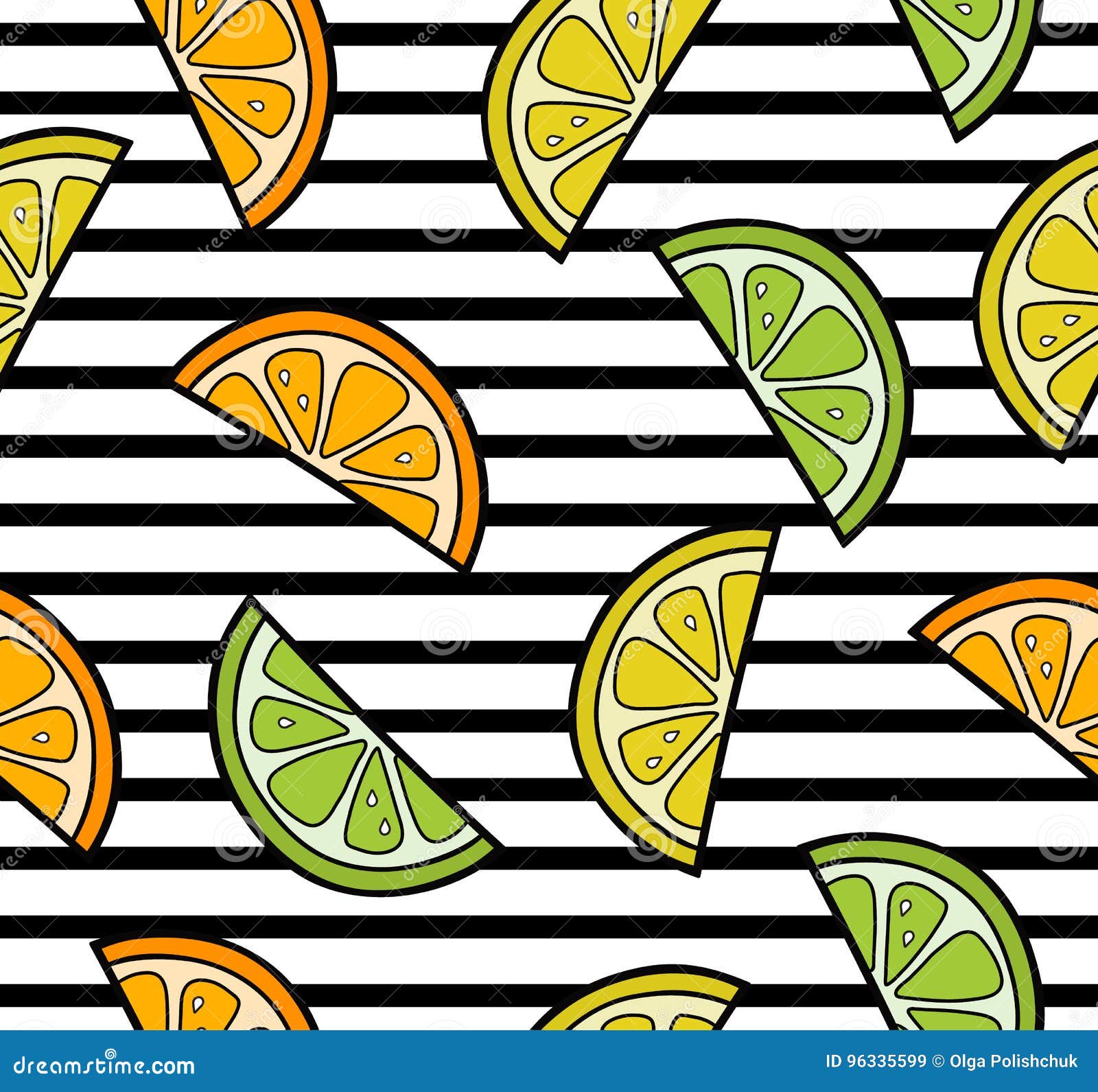 Citrus Fruit Slices Summer Seamless Pattern Stock Vector - Illustration ...