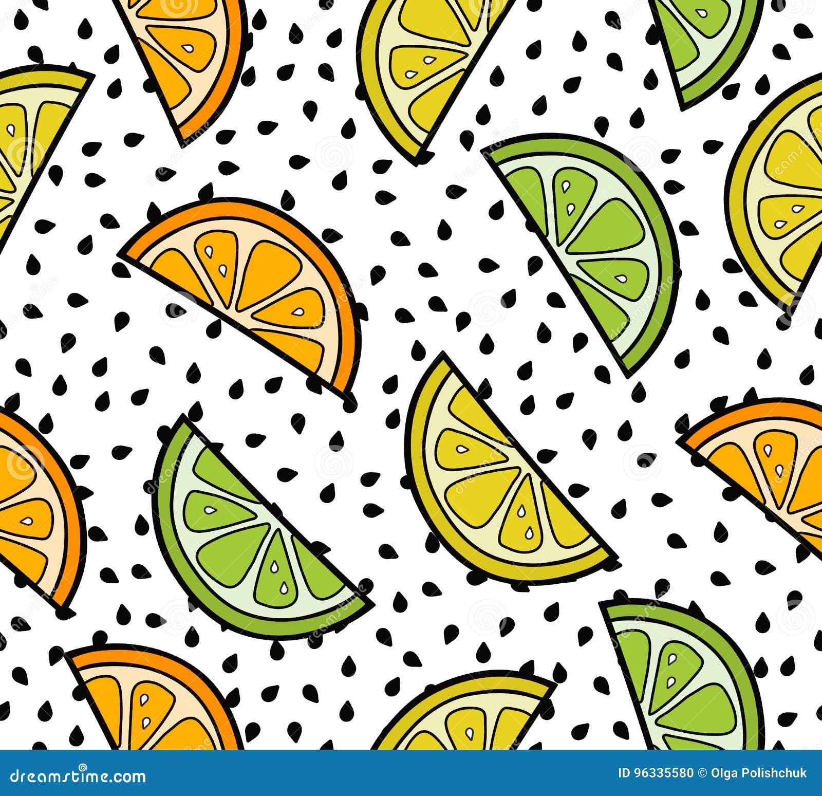 Citrus Fruit Slices Summer Seamless Pattern Stock Illustration ...