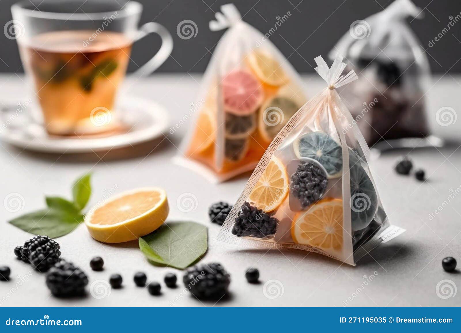 Citrus Fruit Tea Bags Generative AI Stock Illustration - Illustration ...