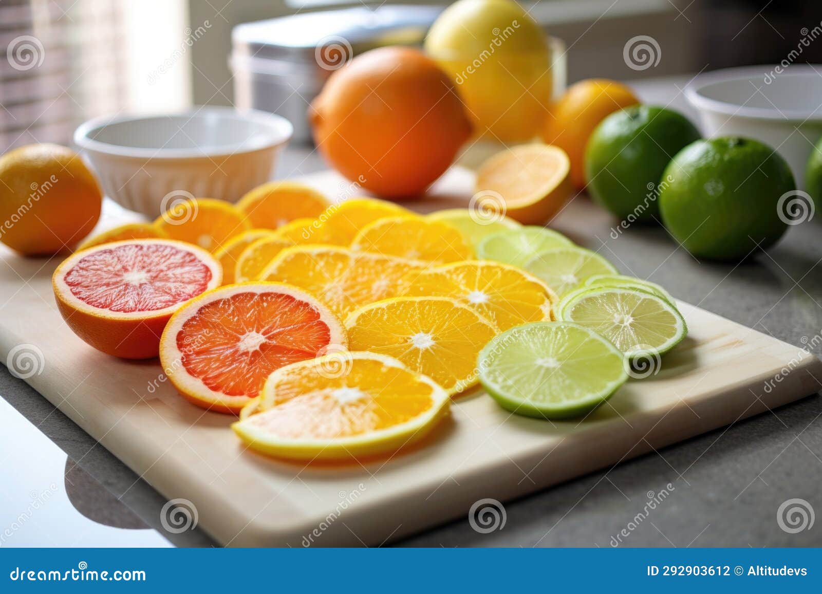 Citrus Fruits Cut in Half on Bright Kitchen Countertop Stock Photo ...
