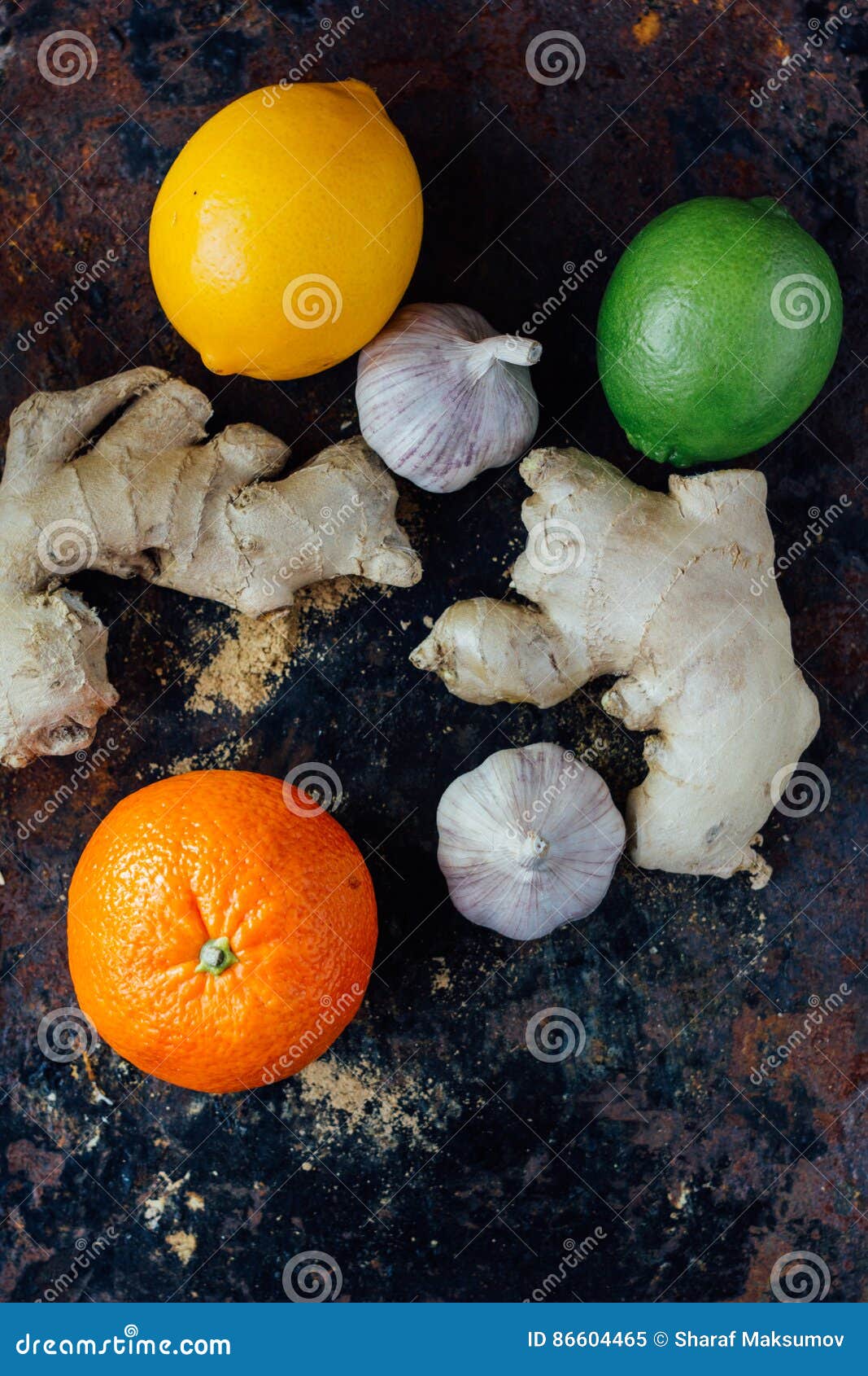Citrus Fruits with Garlic and Ginger Root Stock Image - Image of orange ...