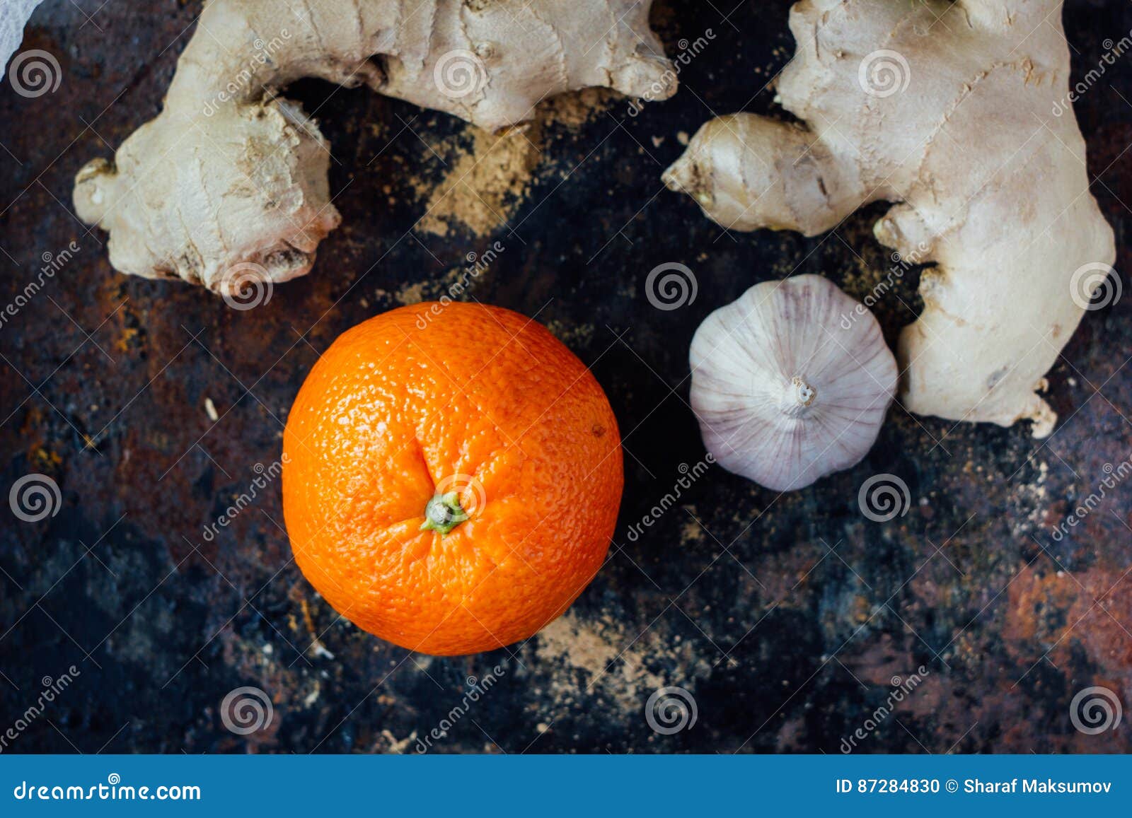 Citrus Fruits with Garlic and Ginger Root Stock Photo - Image of green ...