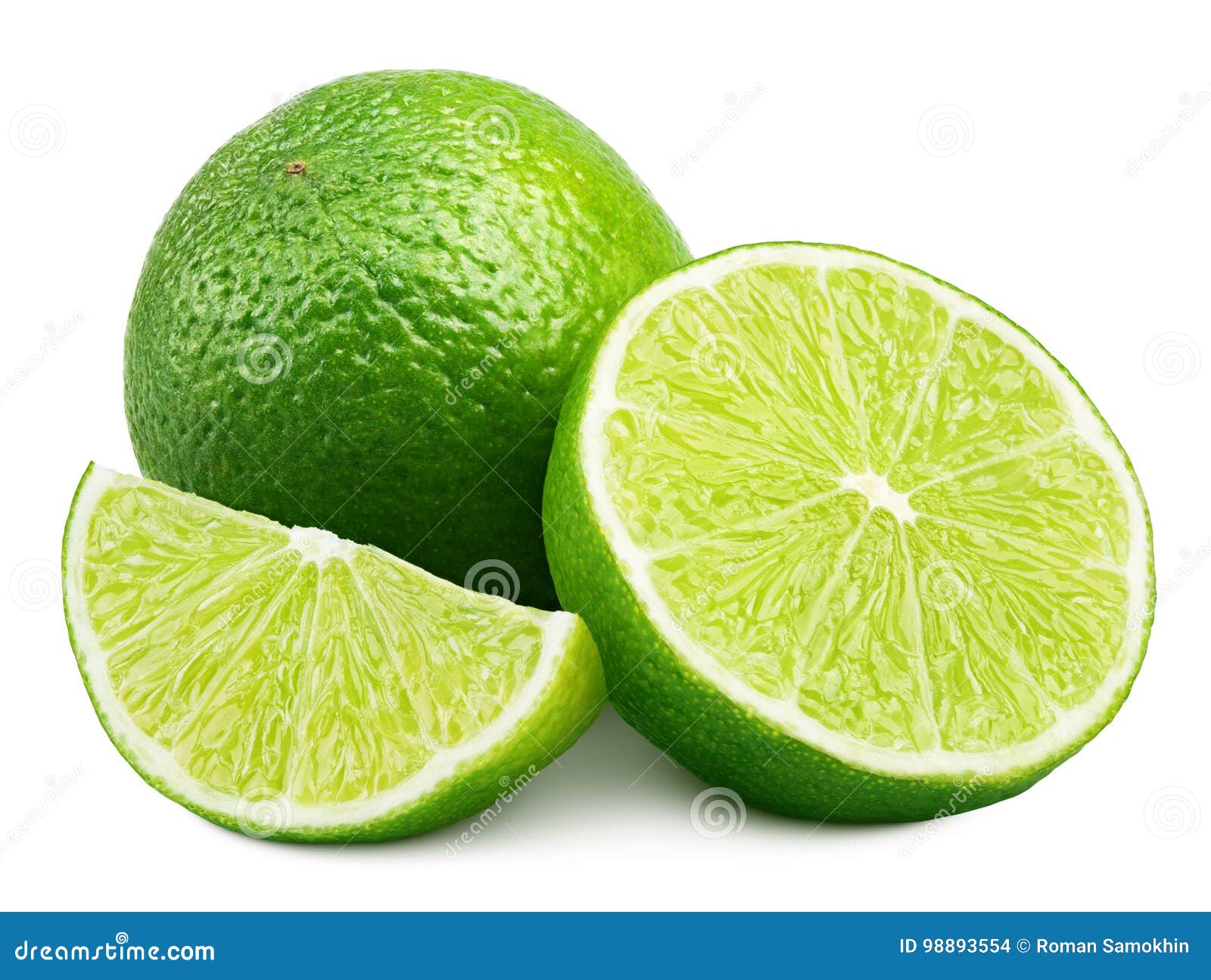Citrus Lime Fruit with Slice and Half Isolated on White Stock Photo ...