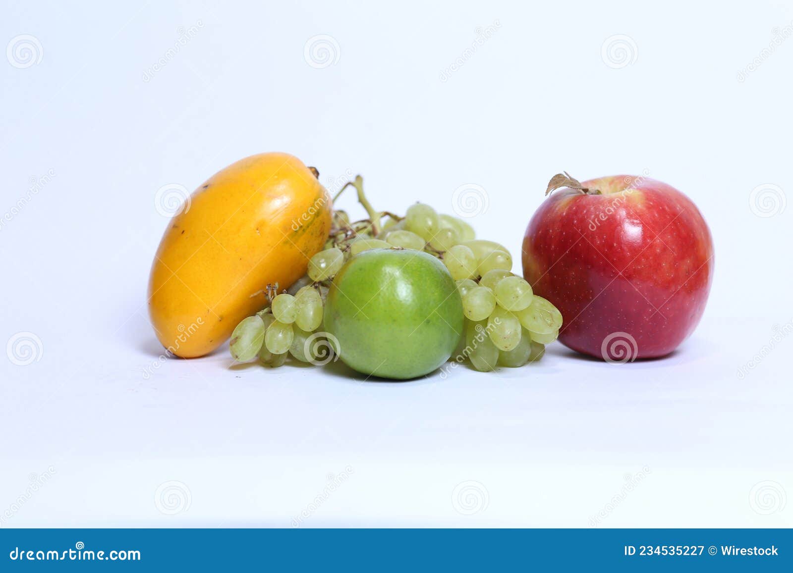 Citrus Limetta, Grapes, Mango and Apple Isolated on White Background ...
