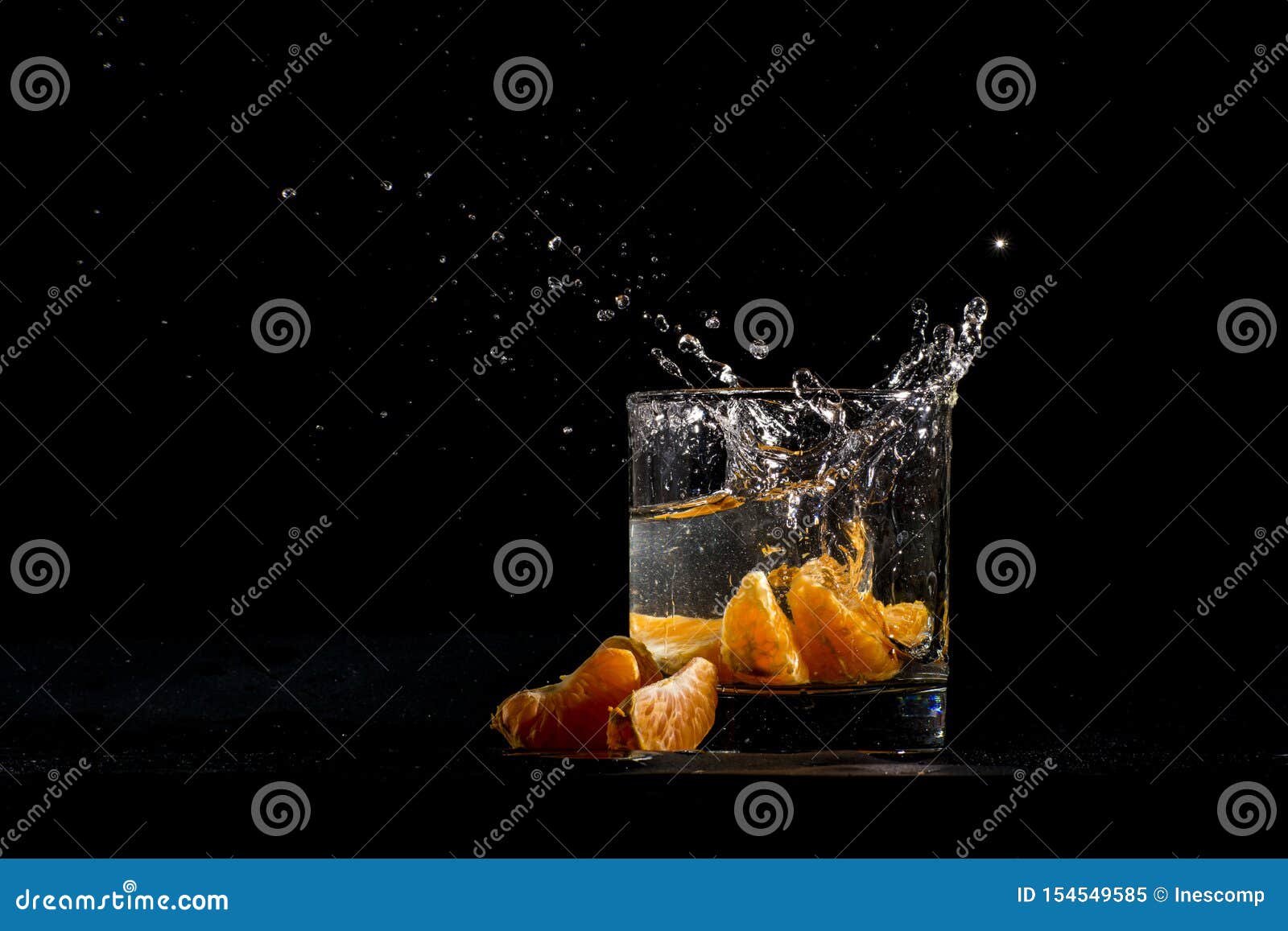 Citrus Mandarin Water Splash Stock Image - Image of group, alcoholic ...