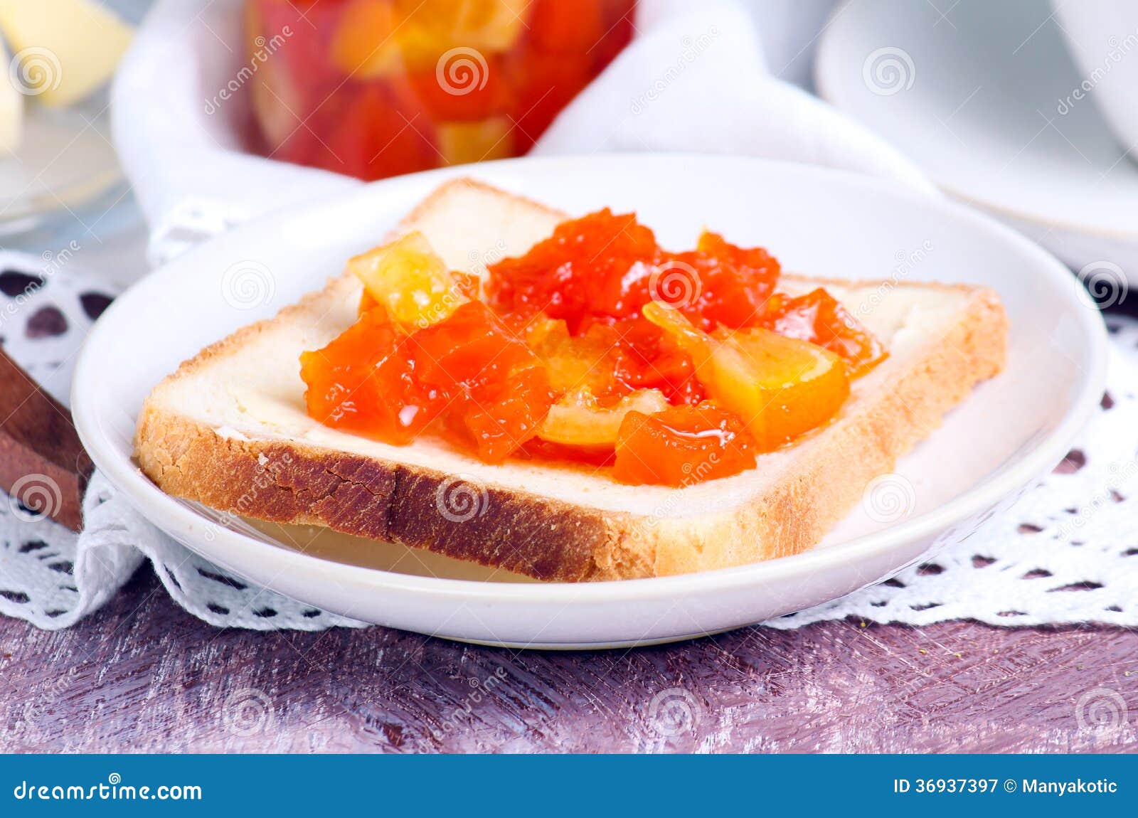 Citrus marmalade on bread stock image. Image of marmalade - 36937397