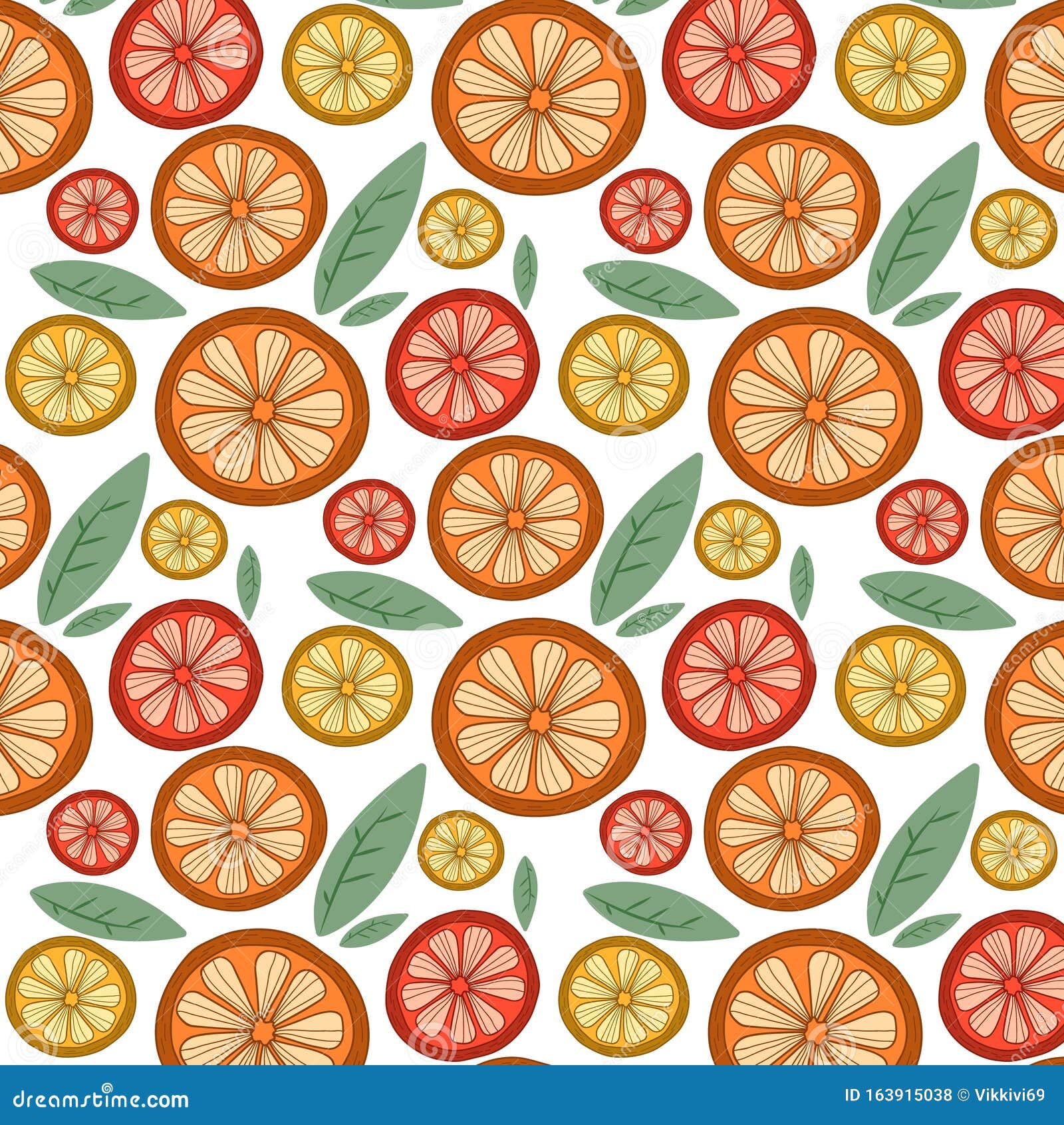 Citrus Pattern. Vector Ornament with Fruits Stock Illustration ...