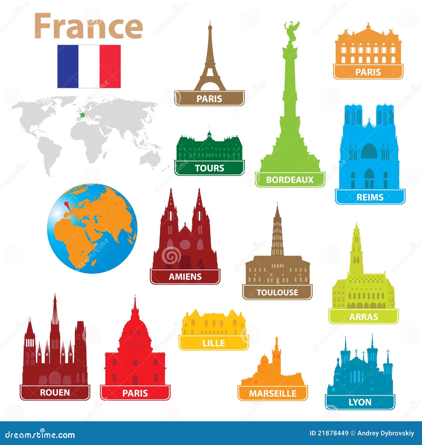 Città Di Simboli in Francia Illustrazione Vettoriale - Illustrazione di ...