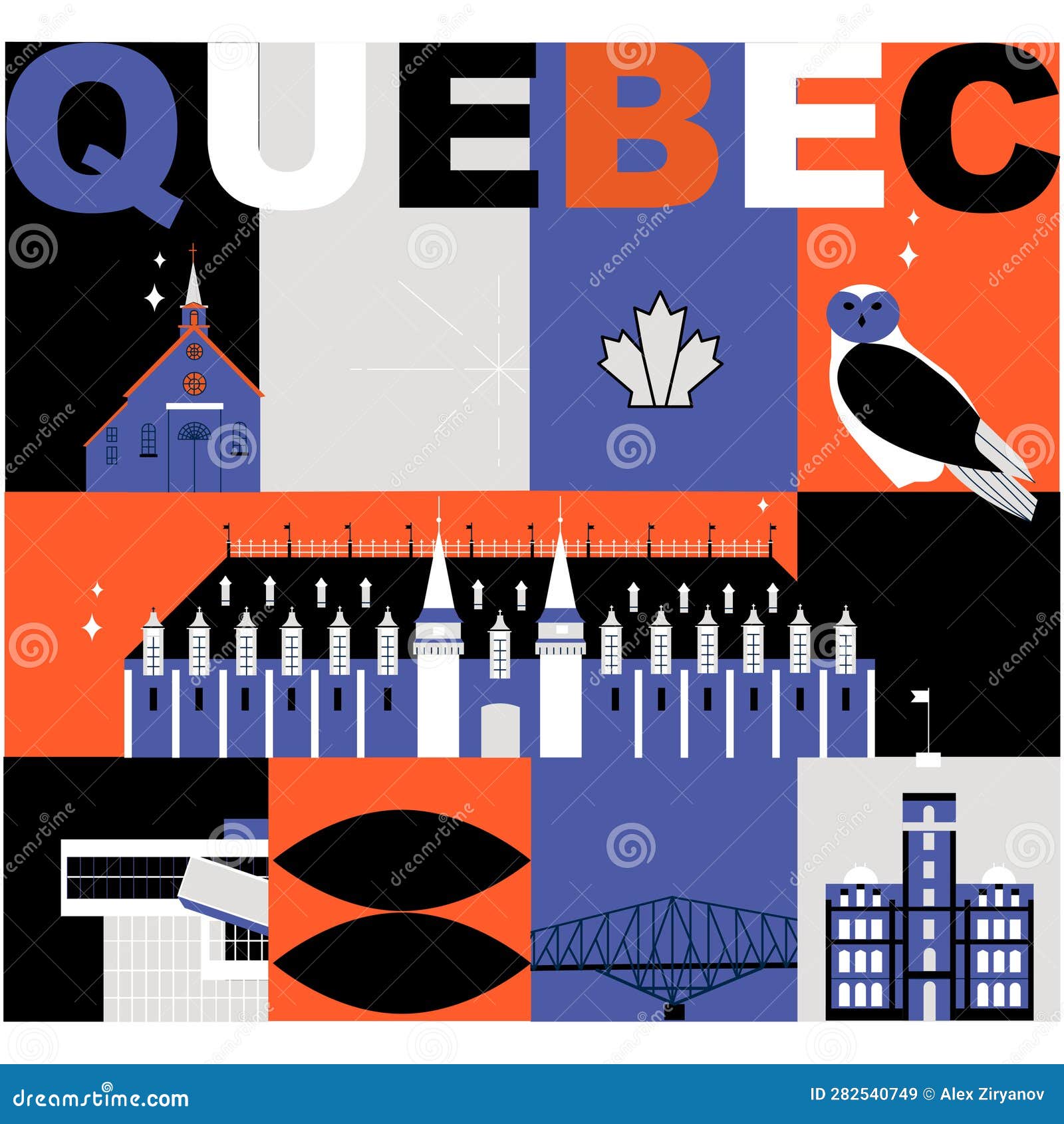 Typography Word Quebec Branding Technology Concept Vector Stock ...