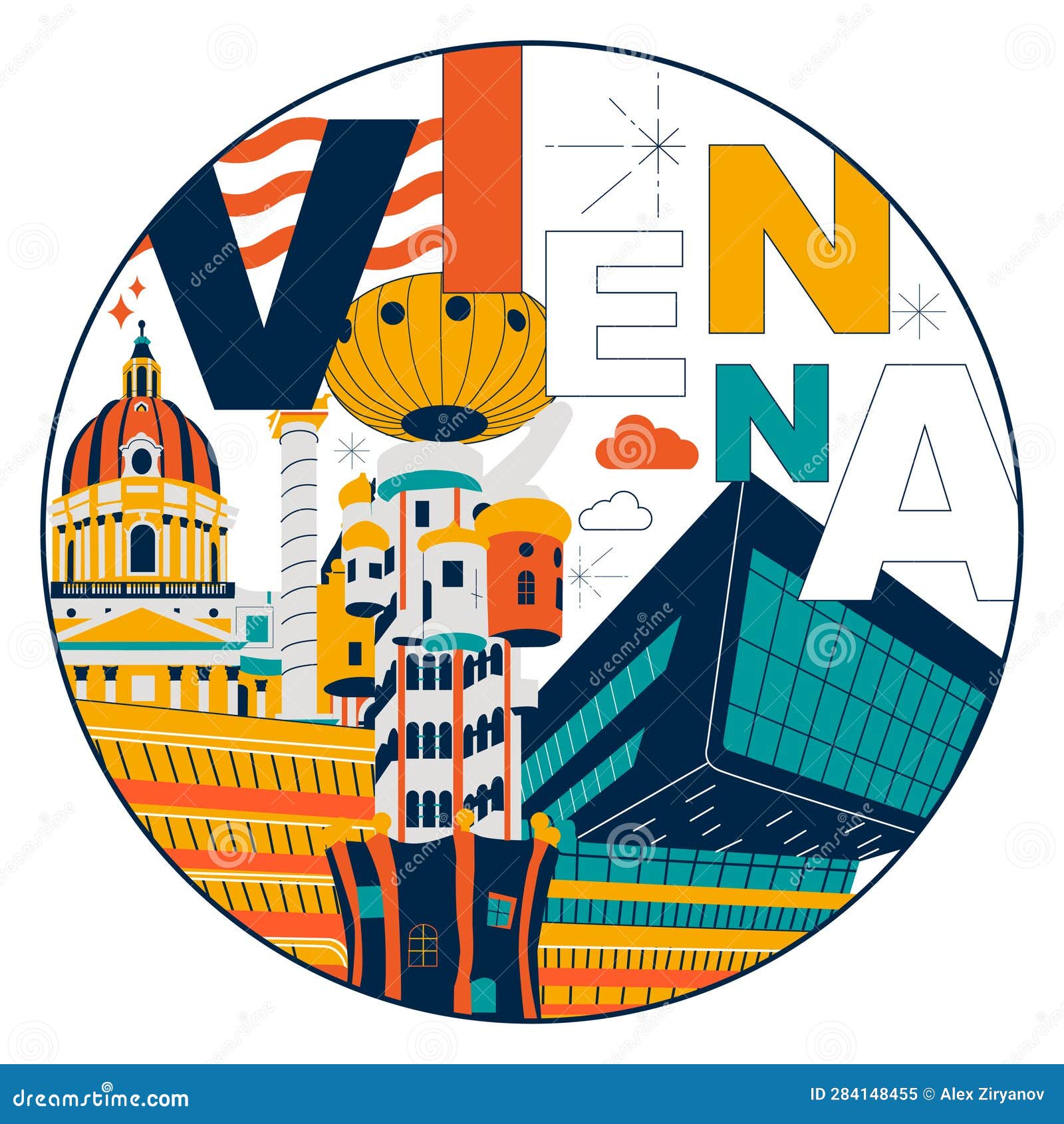 Typography Word "Vienna" Branding Technology Concept Vecotr Stock ...