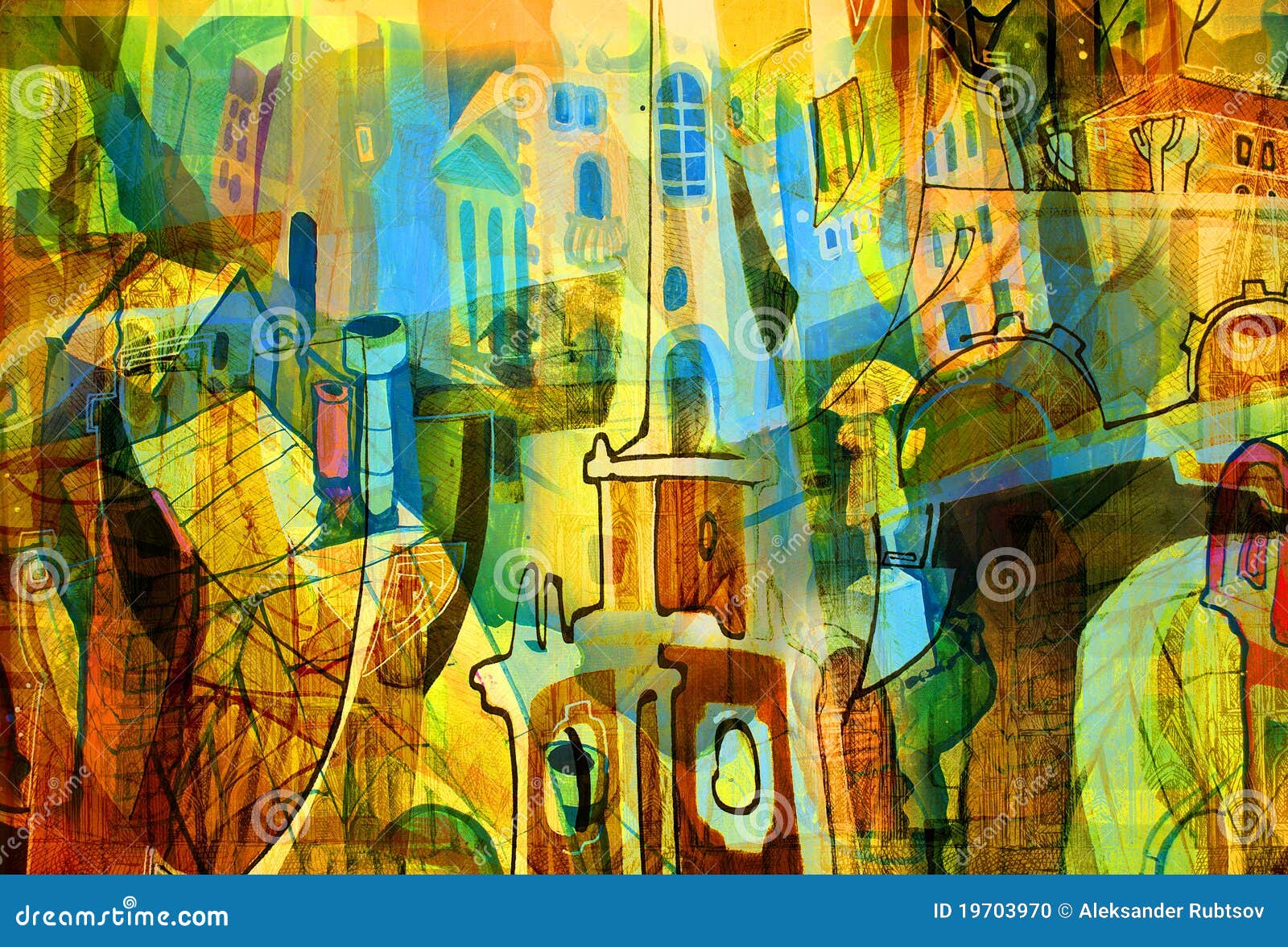City and Abstract and Drawing and Architecture Stock Illustration ...