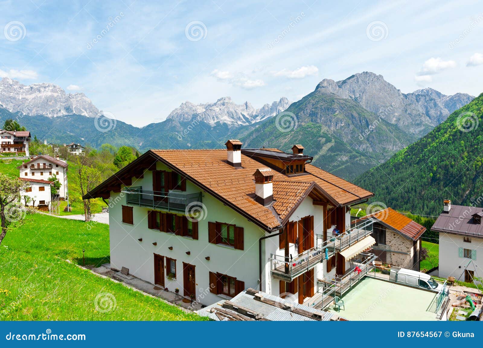 City in Alps stock image. Image of europe, italy, countryside - 87654567