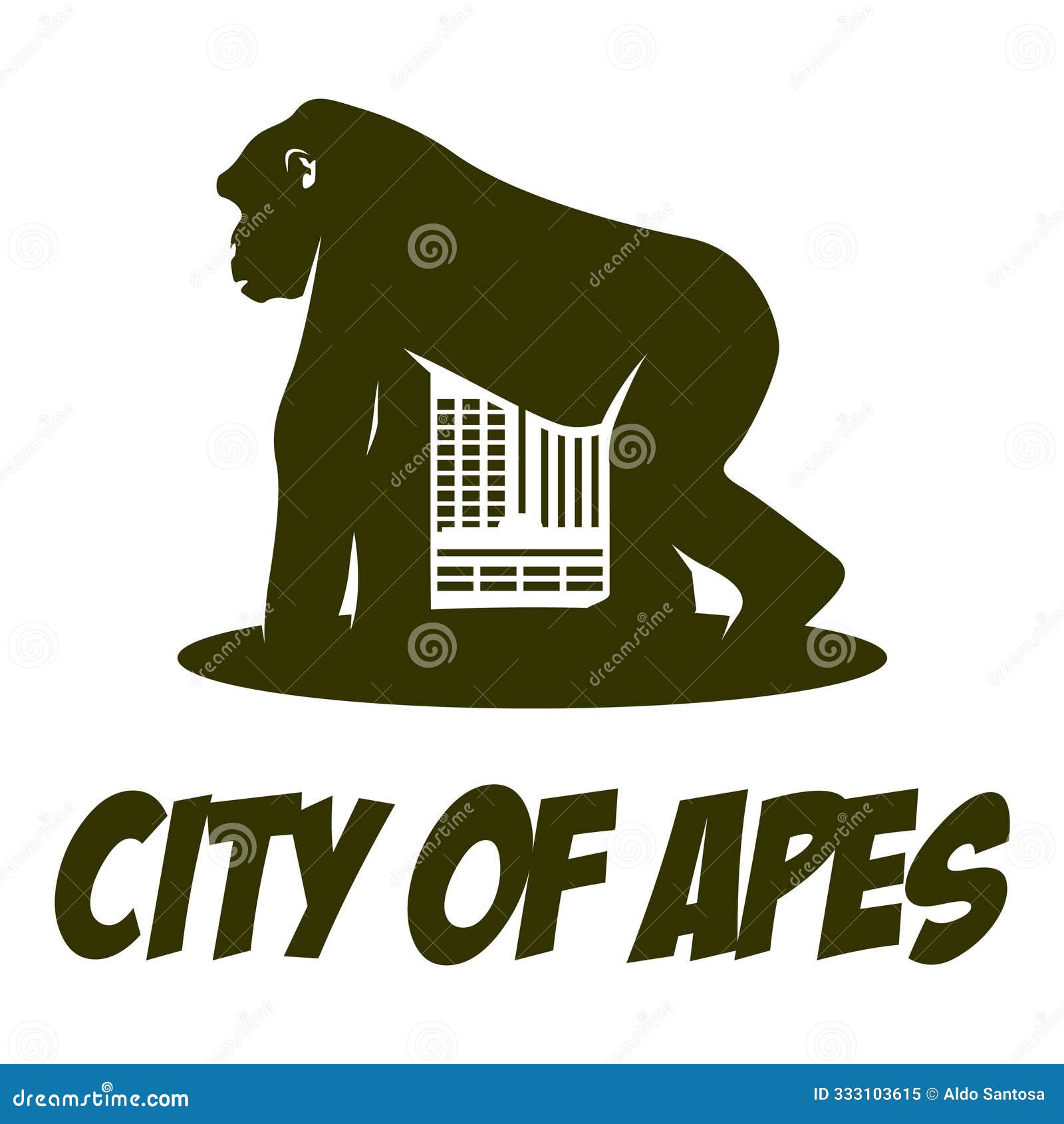 City Of Apes Logo Design Minimalist Cartoon Vector | CartoonDealer.com #333103615
