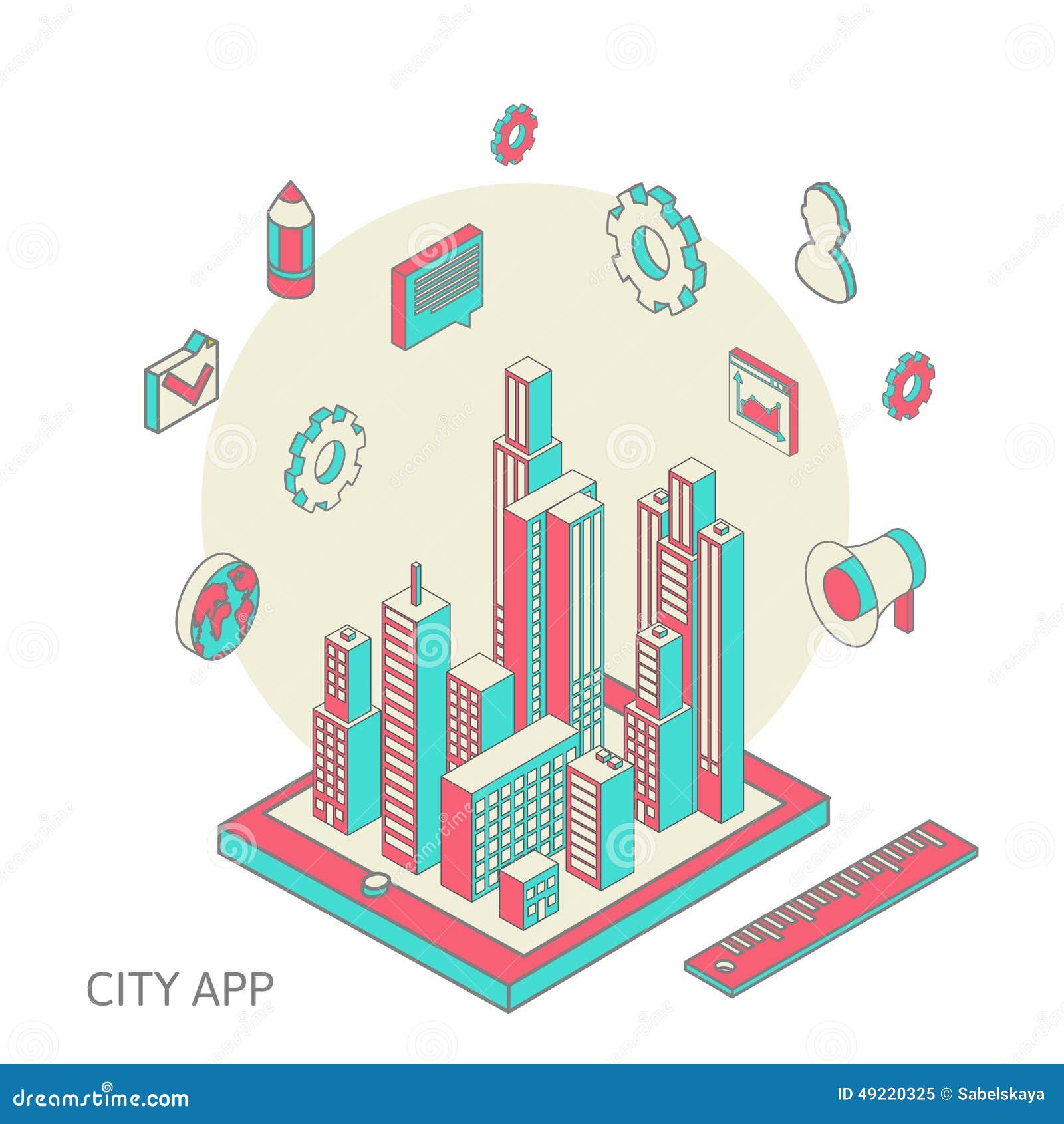 City app stock vector. Illustration of screen, global - 49220325