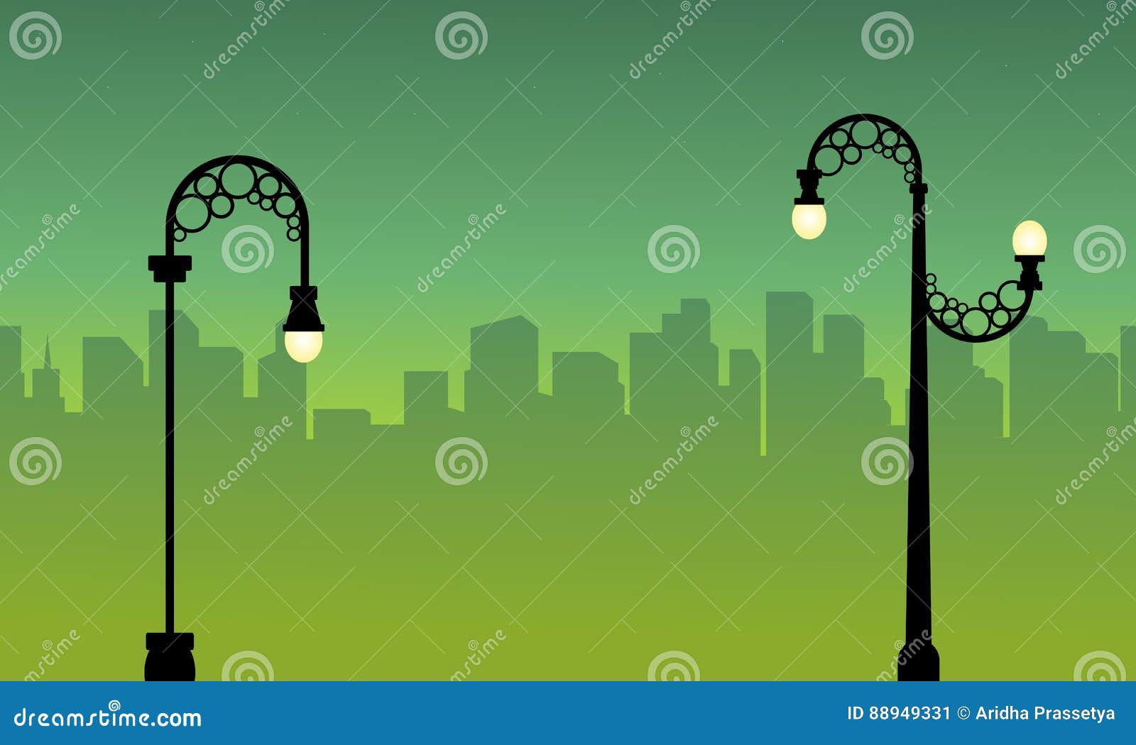 City Background with Street Lamp Landscape Stock Vector - Illustration ...