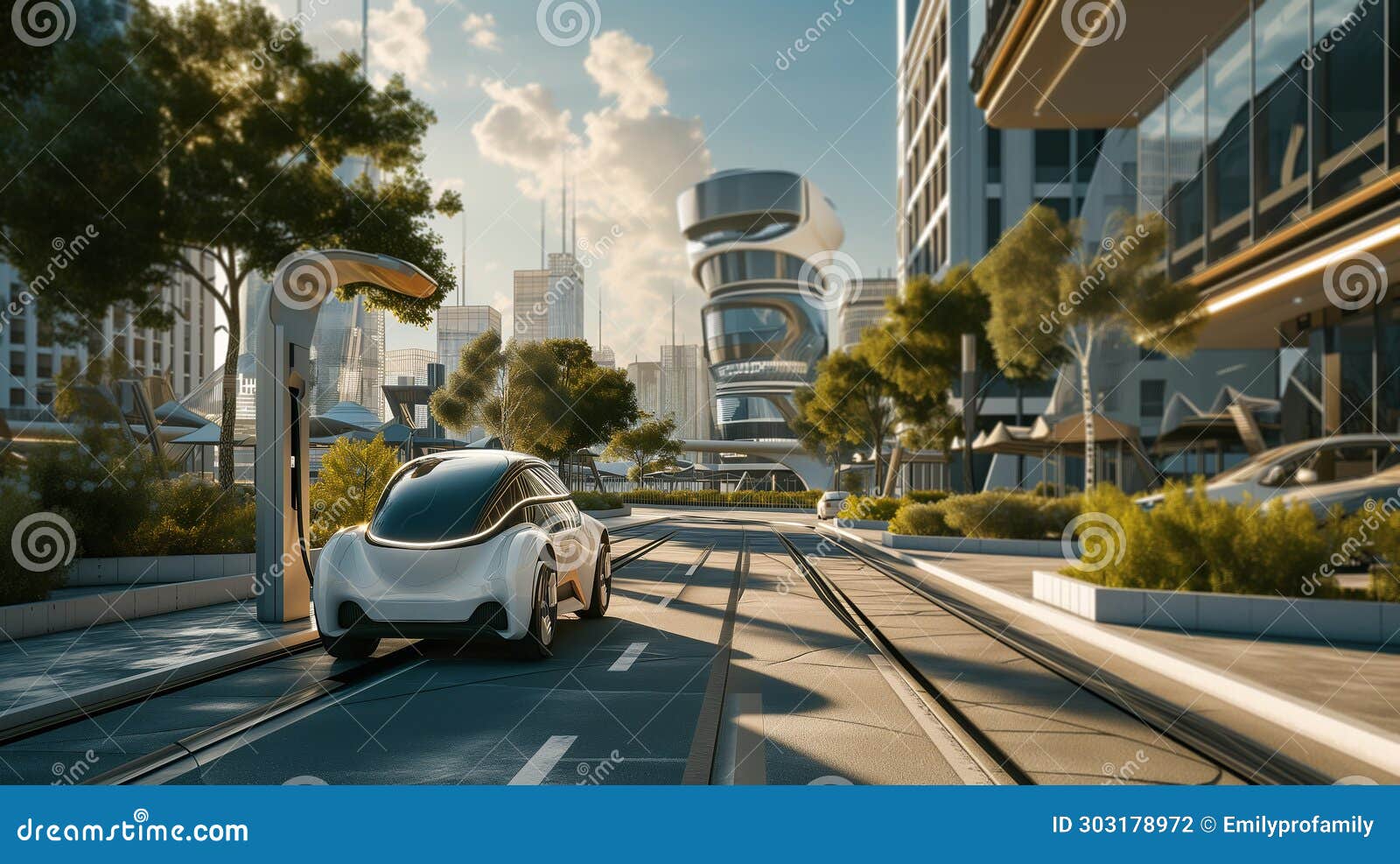 City-based Electric Charging Station with Contemporary Technology Stock ...