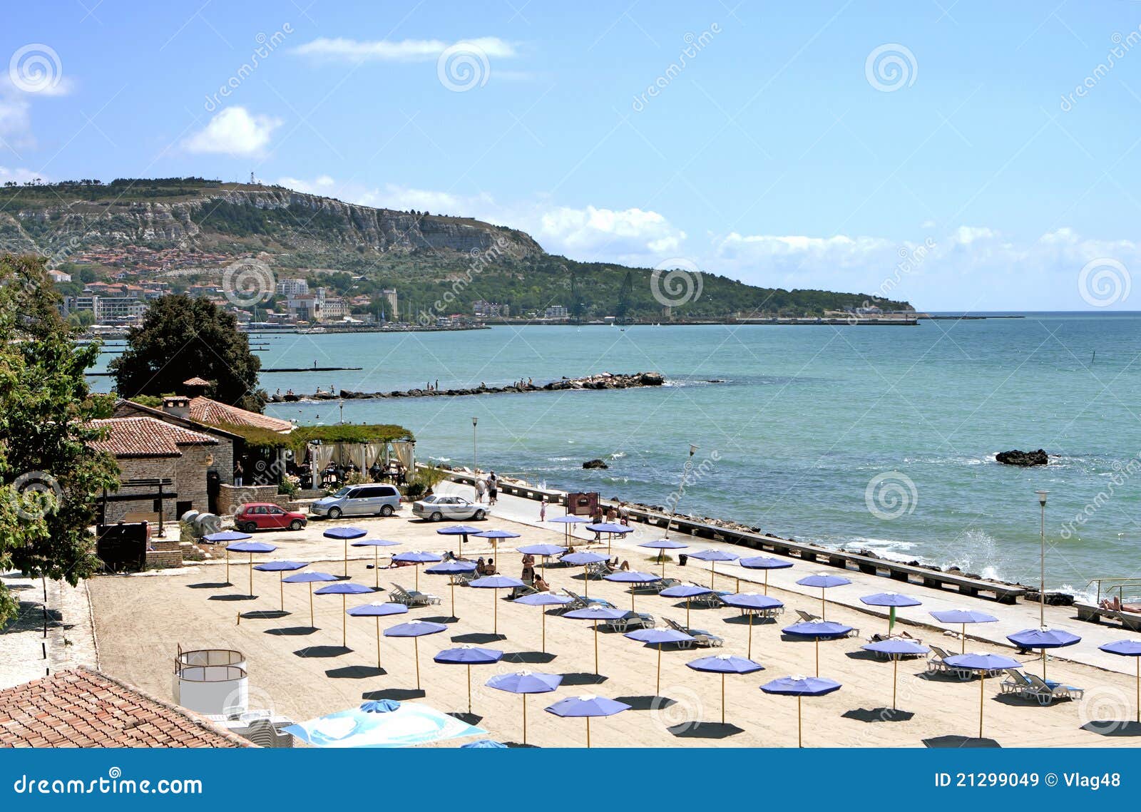 City Beach Town of Balchik in Bulgaria Stock Image - Image of black ...