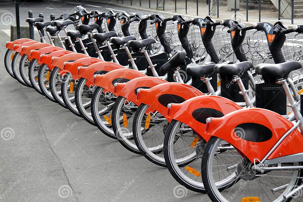 City bikes for rent stock photo. Image of parked, ecological - 21714610