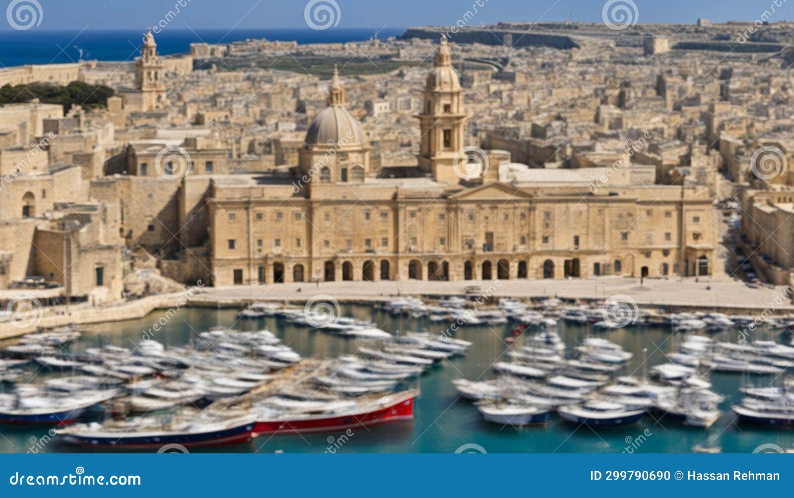 City of Birgu with Grand Harbour in Valetta, Malta Stock Illustration ...