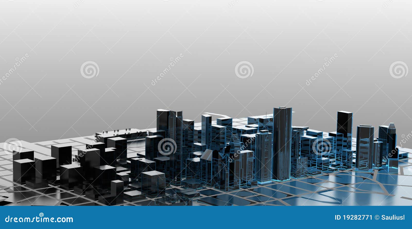 City - Blue and Black Isolated on Gray Stock Illustration ...